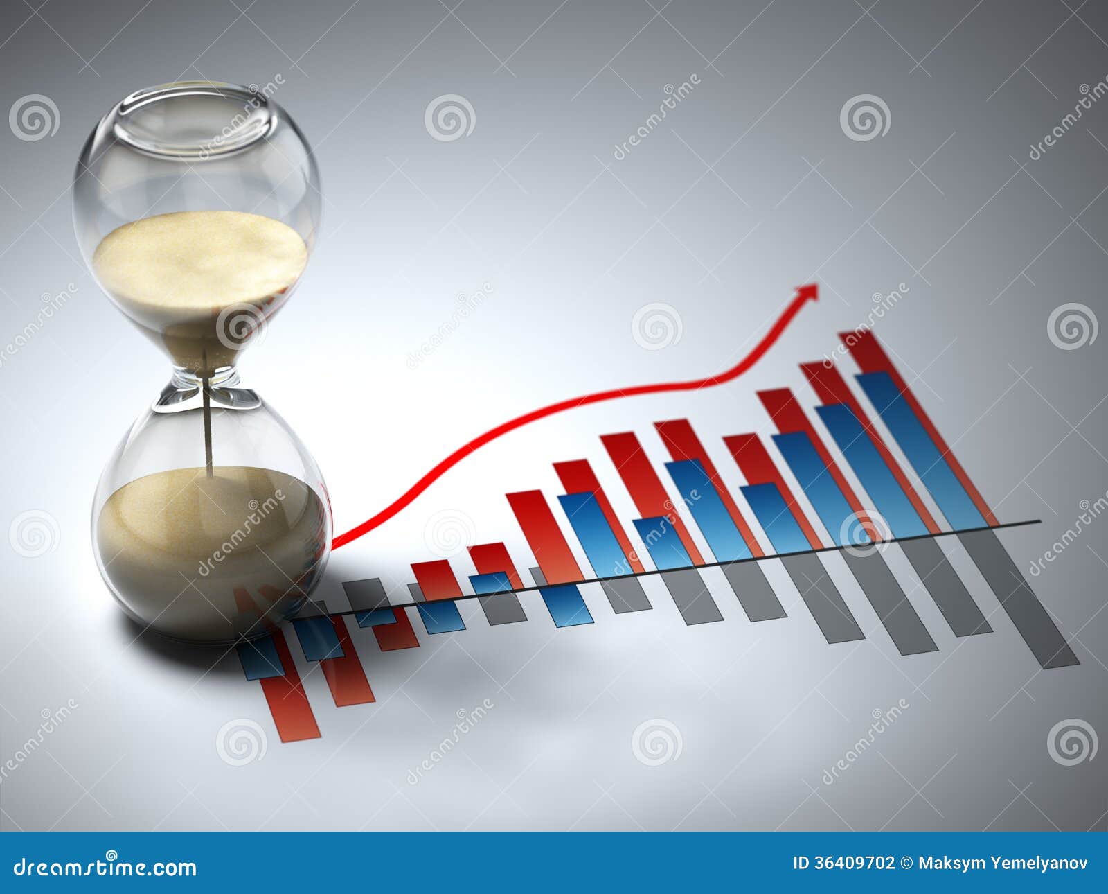 Business Concept. Hourglass and Graph Stock Illustration - Illustration ...