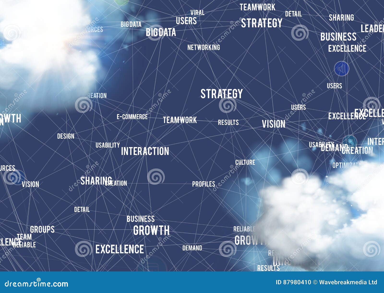Business Concept Icons on Clouds Stock Photo - Image of communications ...