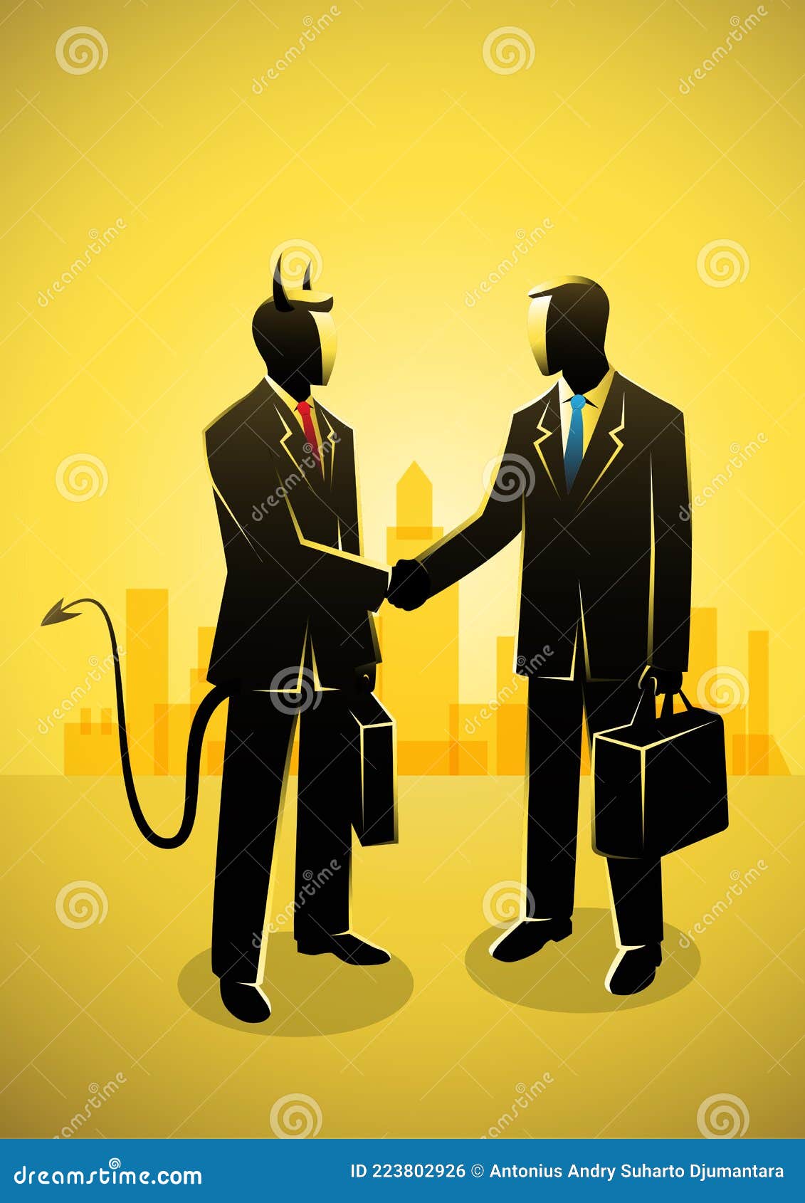Businessman Making a Deal with Devil Stock Vector - Illustration of ... Businessman Making a Deal with Devil Stock Vector - Illustration of ...
