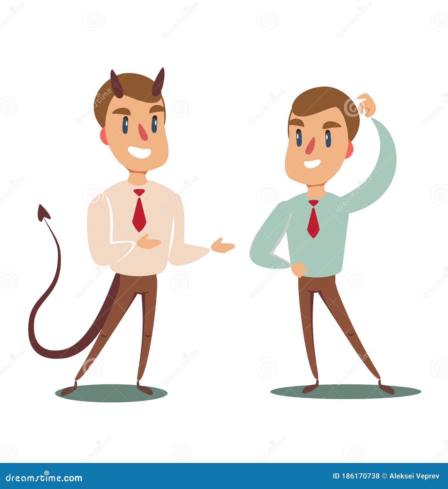 Business Concept Illustration of a Businessman Making a Deal with Devil ...