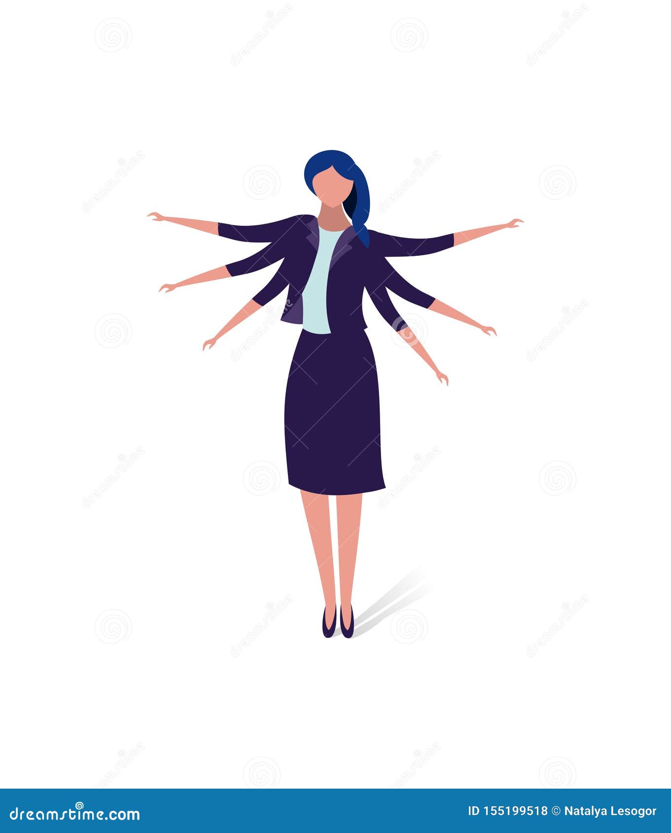 Business Concept Illustration of a Businesswoman with Many Hands ... Business Concept Illustration of a Businesswoman with Many Hands ...
