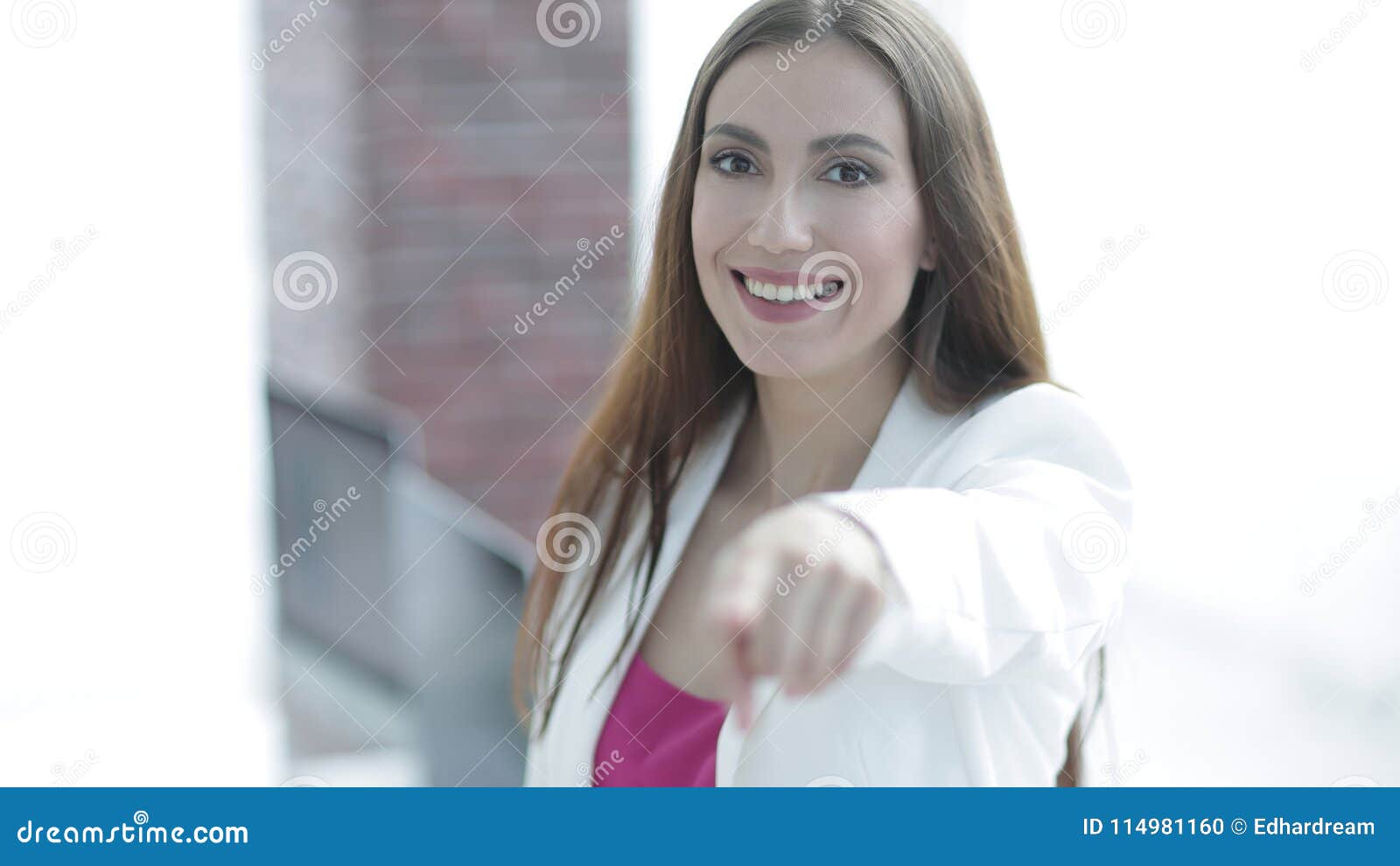 Business Lady Pointing To the Front Stock Photo - Image of customer ...