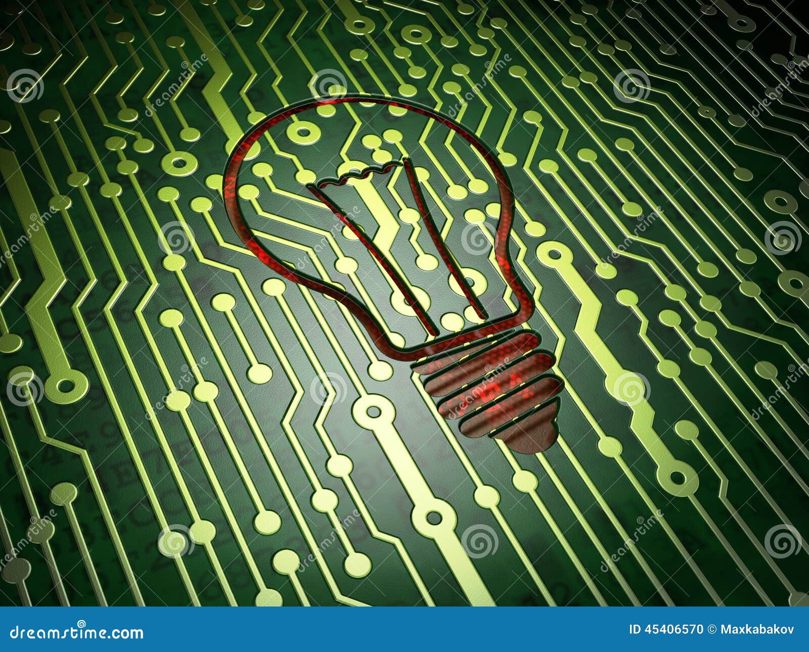 Business Concept: Light Bulb on Circuit Board Background Stock ...