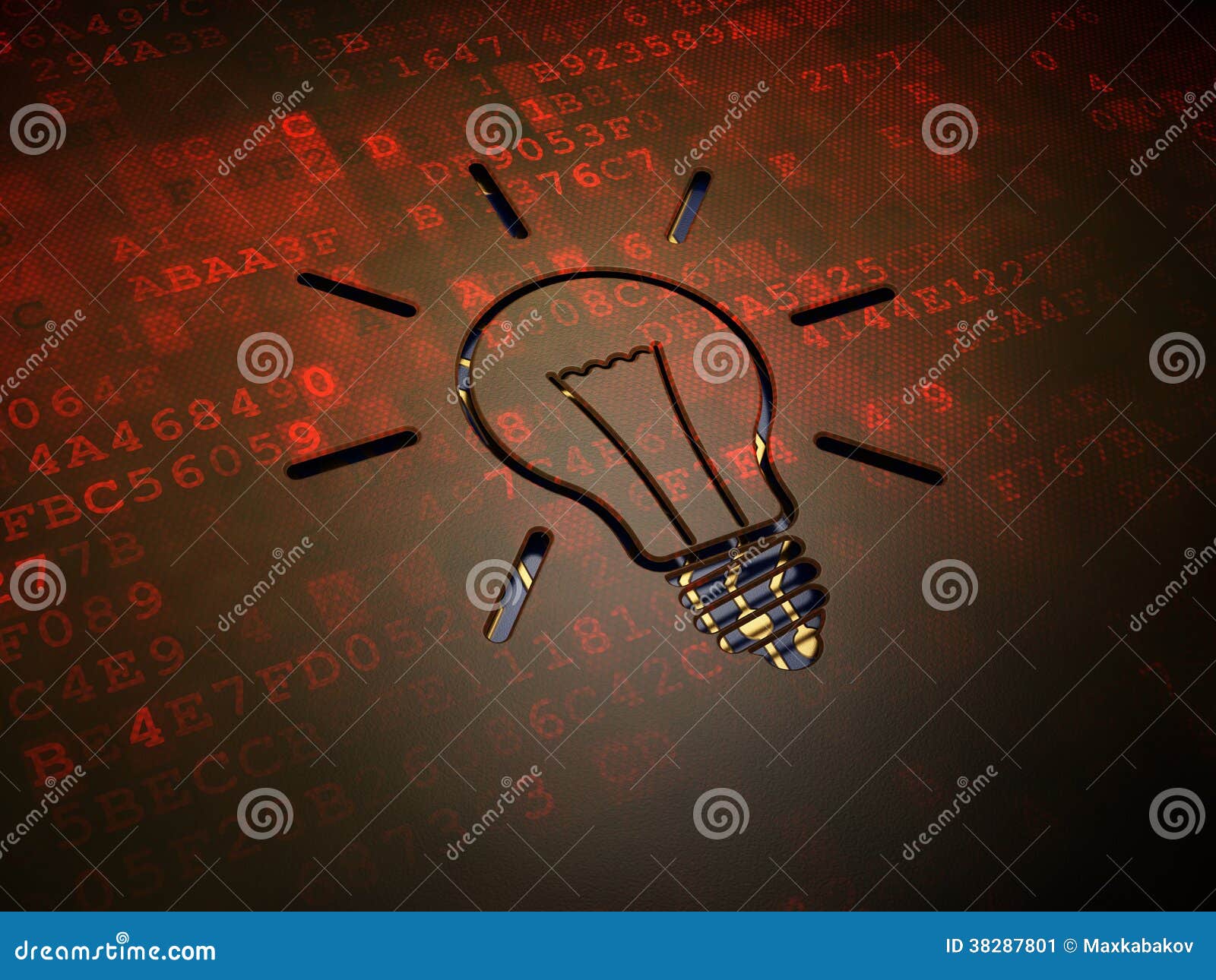 Business Concept: Light Bulb on Digital Screen Stock Illustration ...