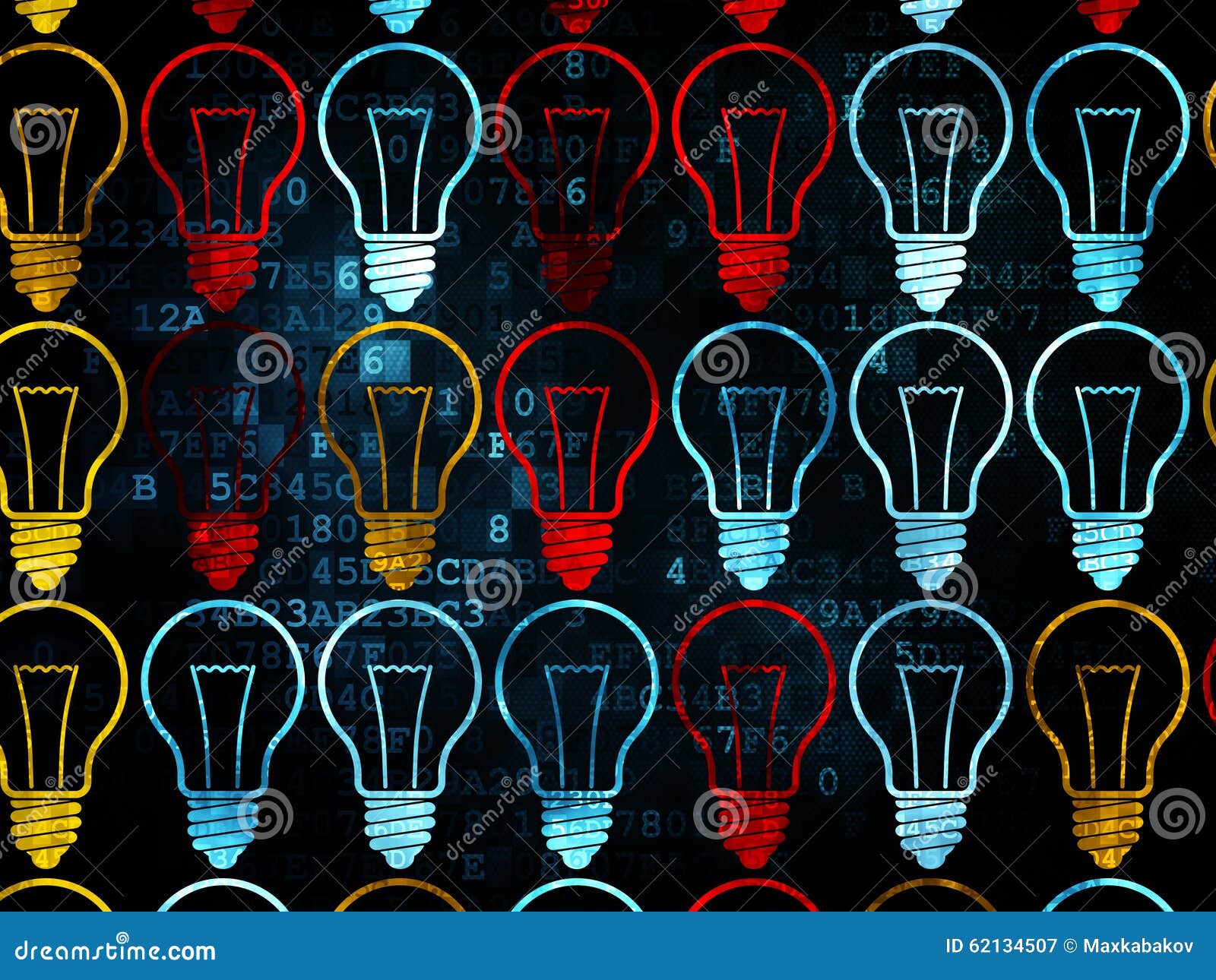 Business Concept: Light Bulb Icons on Digital Stock Illustration ...