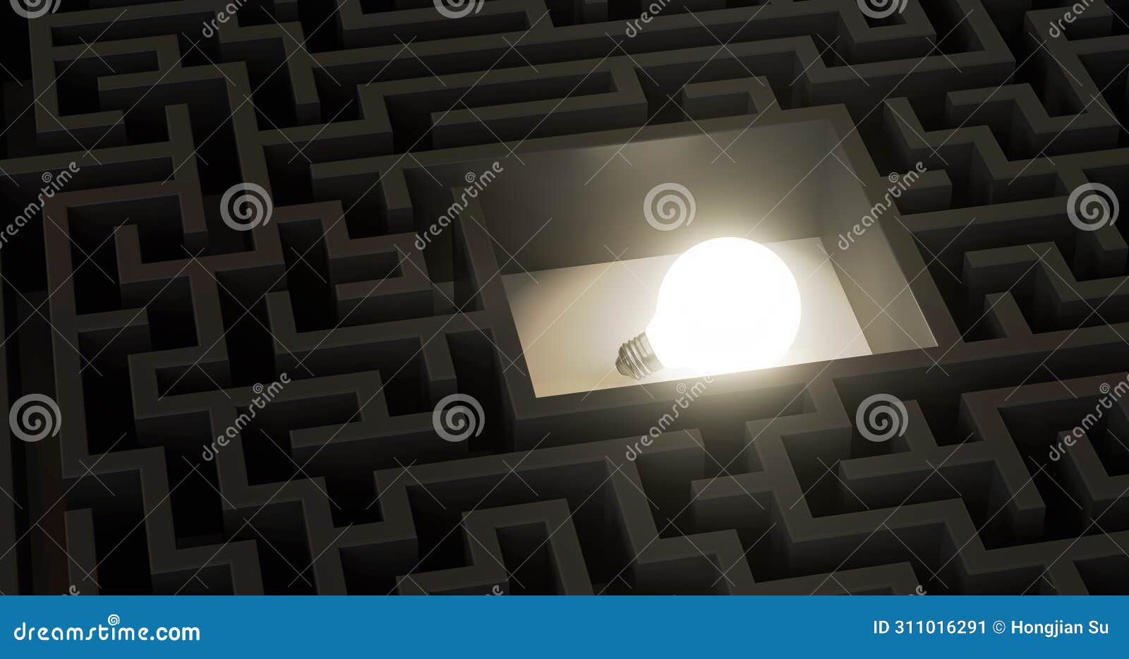 Business Concept, Light Bulb in Maze.3D Illustration Stock Illustration ...
