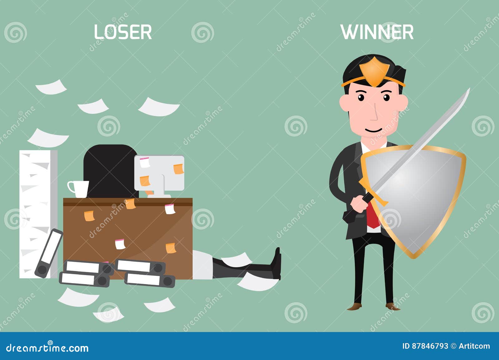 Business Concept. Loser and Winner Stock Vector - Illustration of ...