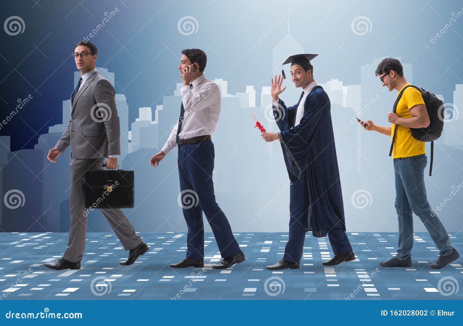 Business Concept with Man Progressing through Stages Stock Photo ...