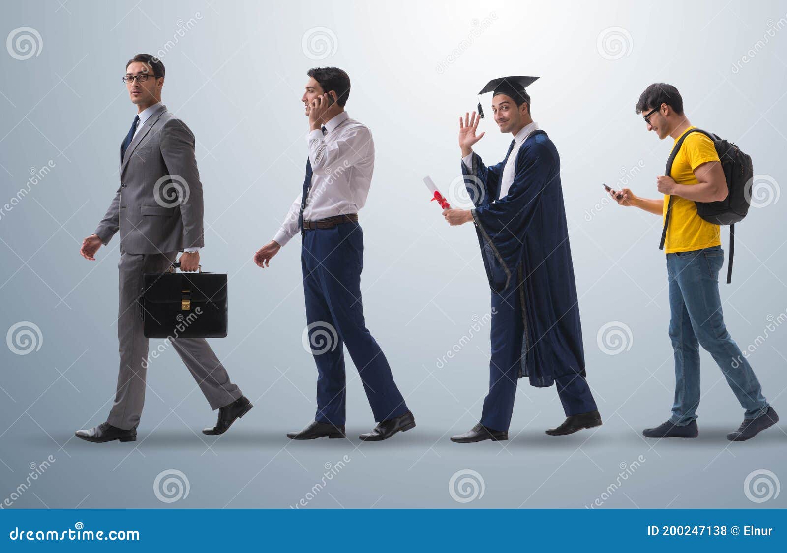 Business Concept with Man Progressing through Stages Stock Photo ...