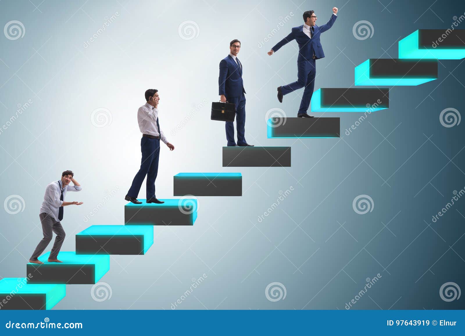 The Business Concept with Man Progressing through Stages Stock Image ...