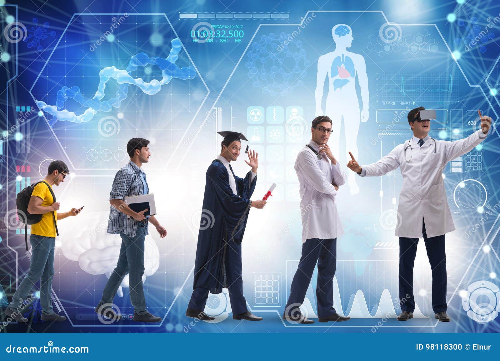 The Business Concept with Man Progressing through Stages Stock Photo ...