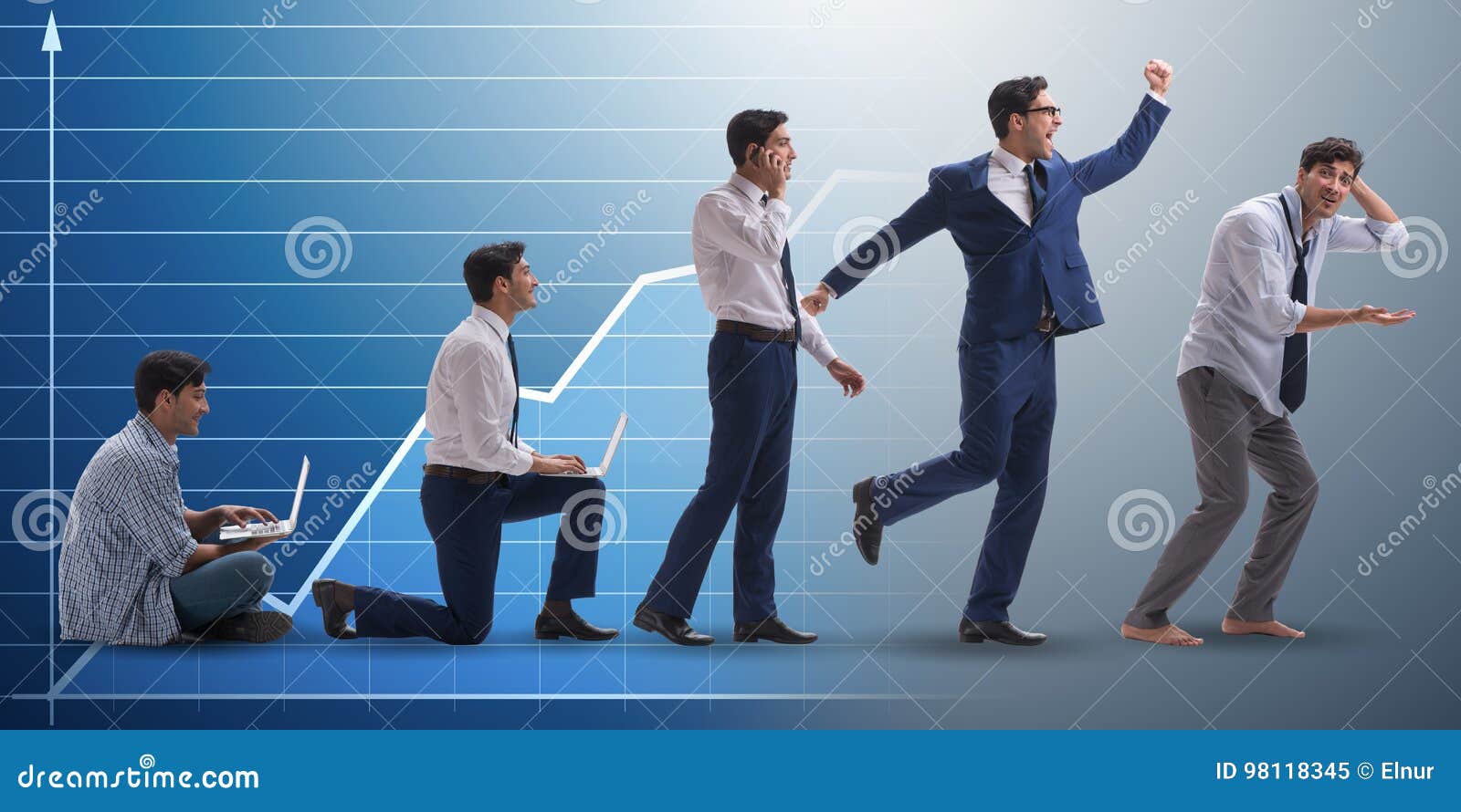 The Business Concept with Man Progressing through Stages Stock Image ...