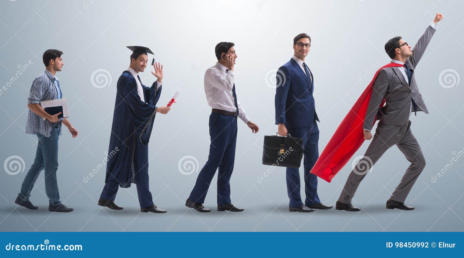 The Business Concept with Man Progressing through Stages Stock Photo ...