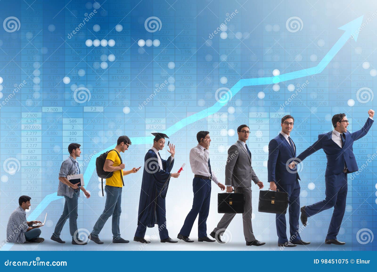 The Business Concept with Man Progressing through Stages Stock Image ...