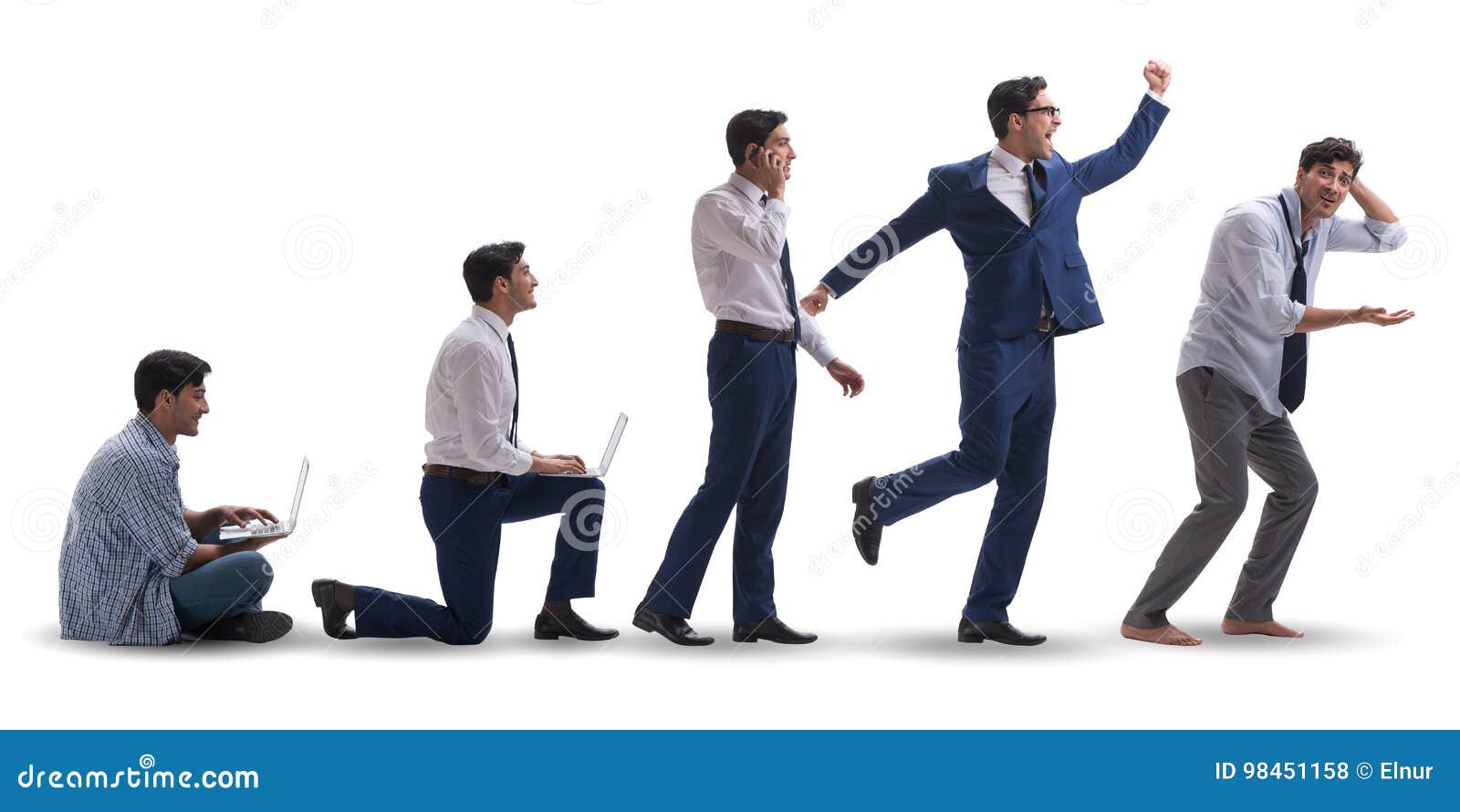 The Business Concept with Man Progressing through Stages Stock Photo ...