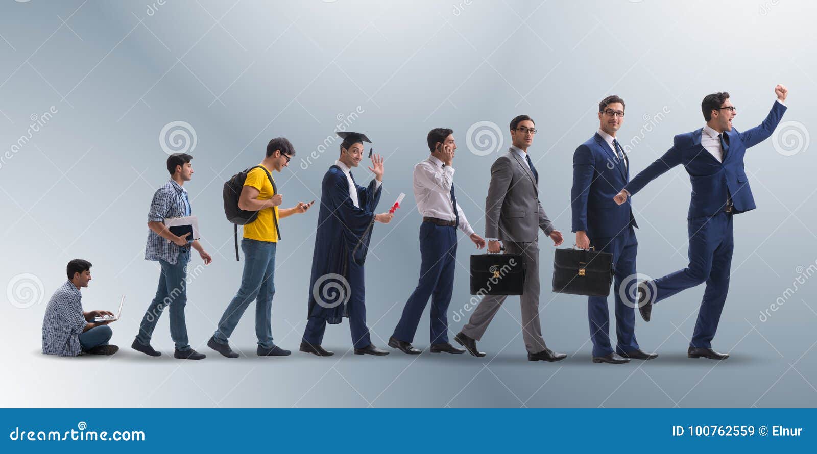 The Business Concept with Man Progressing through Stages Stock Image ...