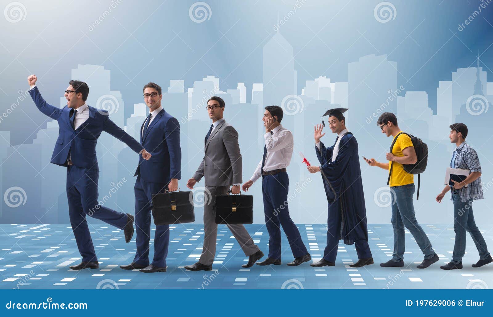 Business Concept with Man Progressing through Stages Stock Photo ...