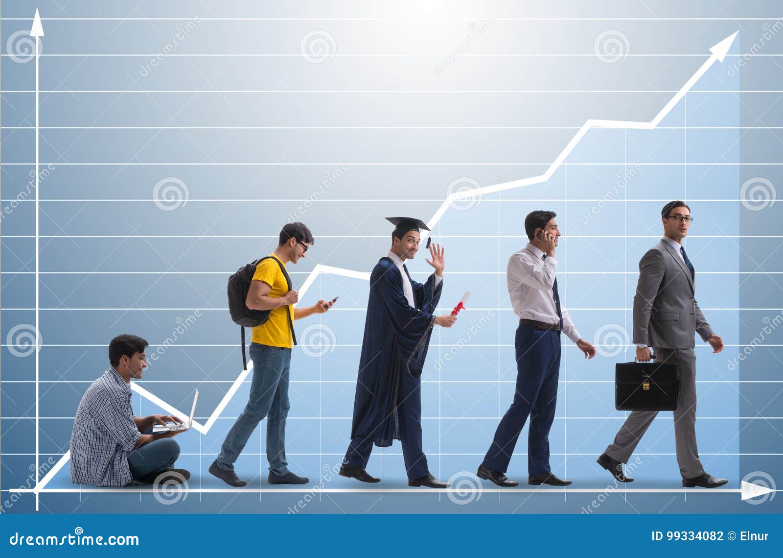 The Business Concept with Man Progressing through Stages Stock Photo ...