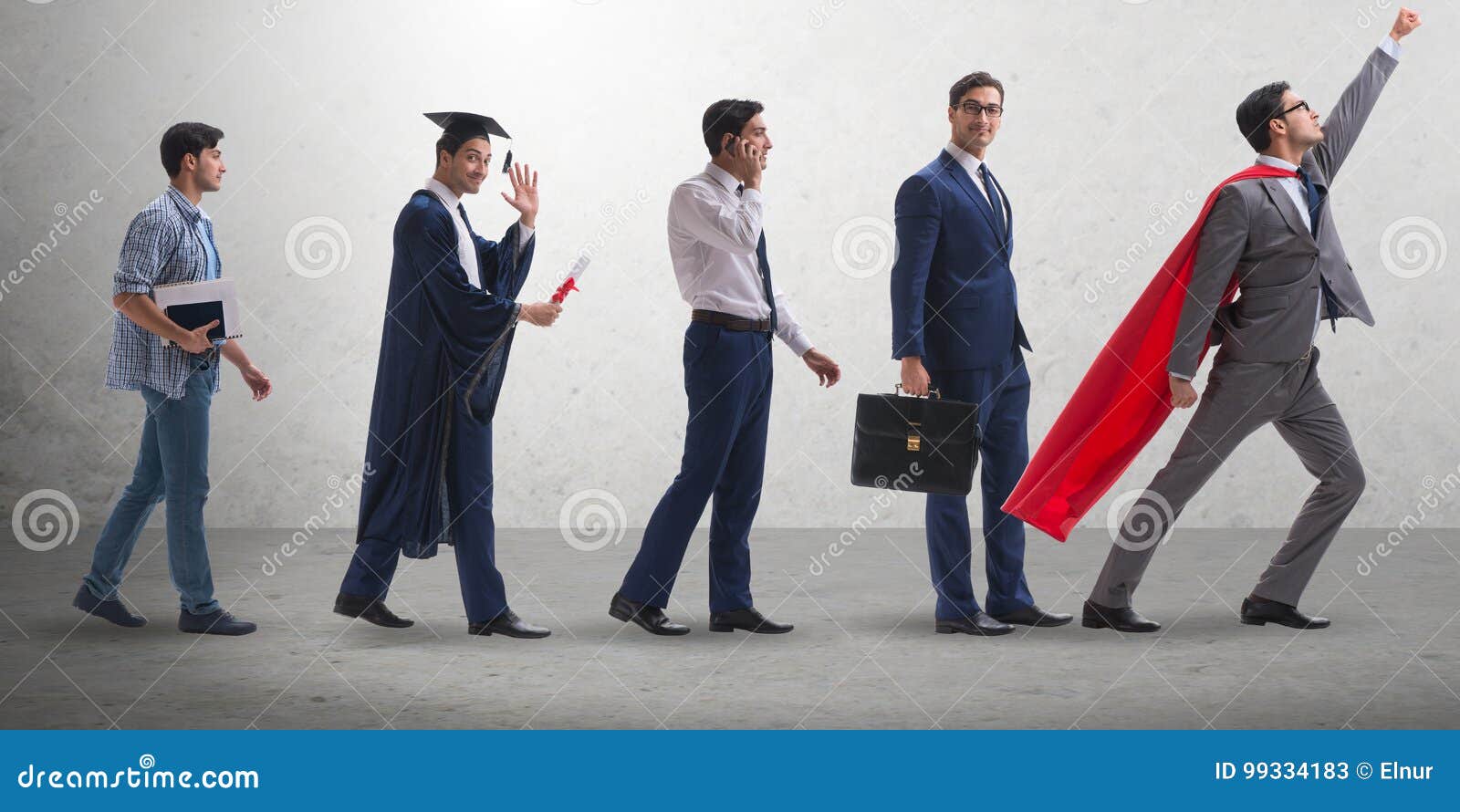 The Business Concept with Man Progressing through Stages Stock Image ...