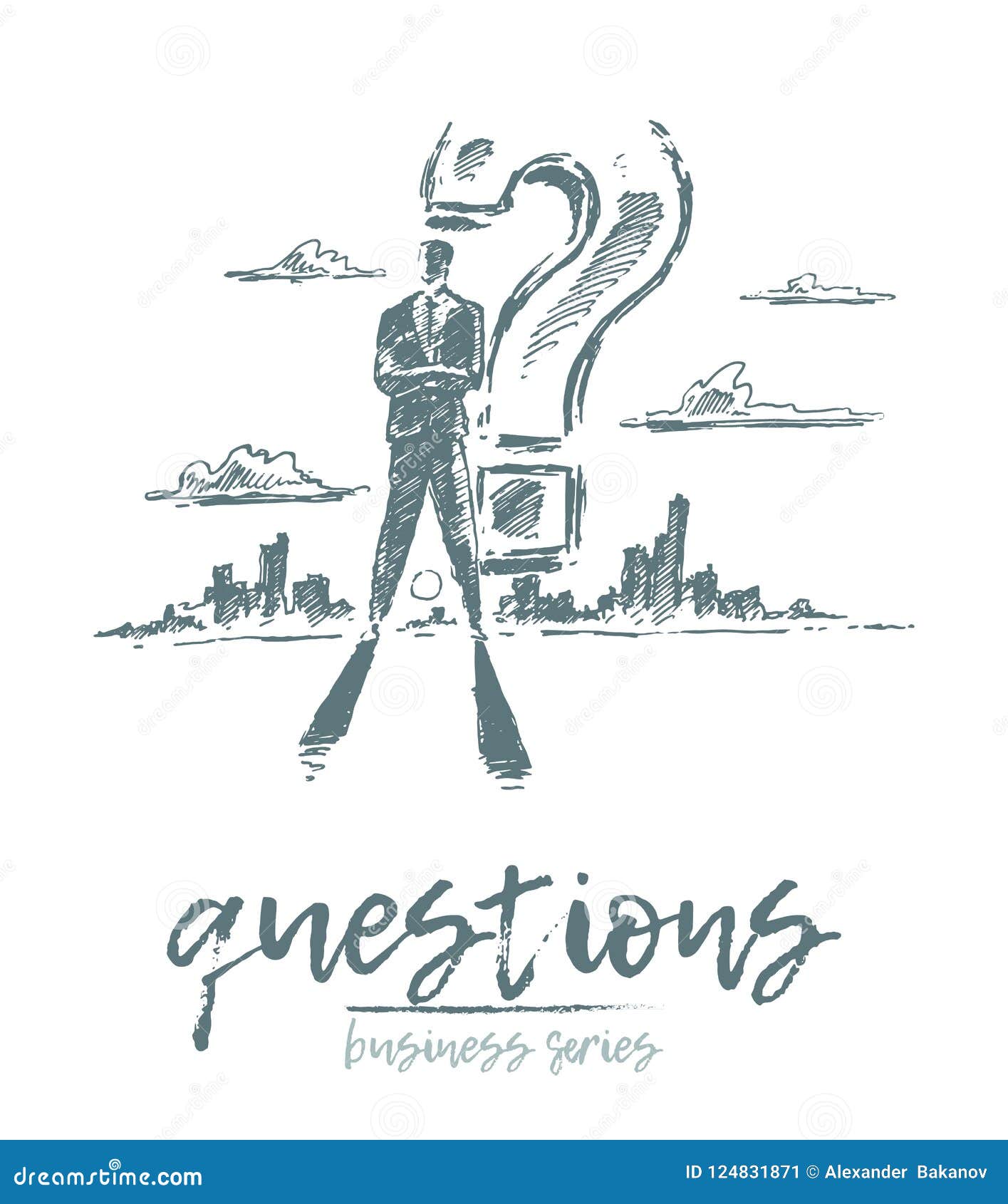 Business Concept Man Question Mark Vector Sketch Stock Vector ...