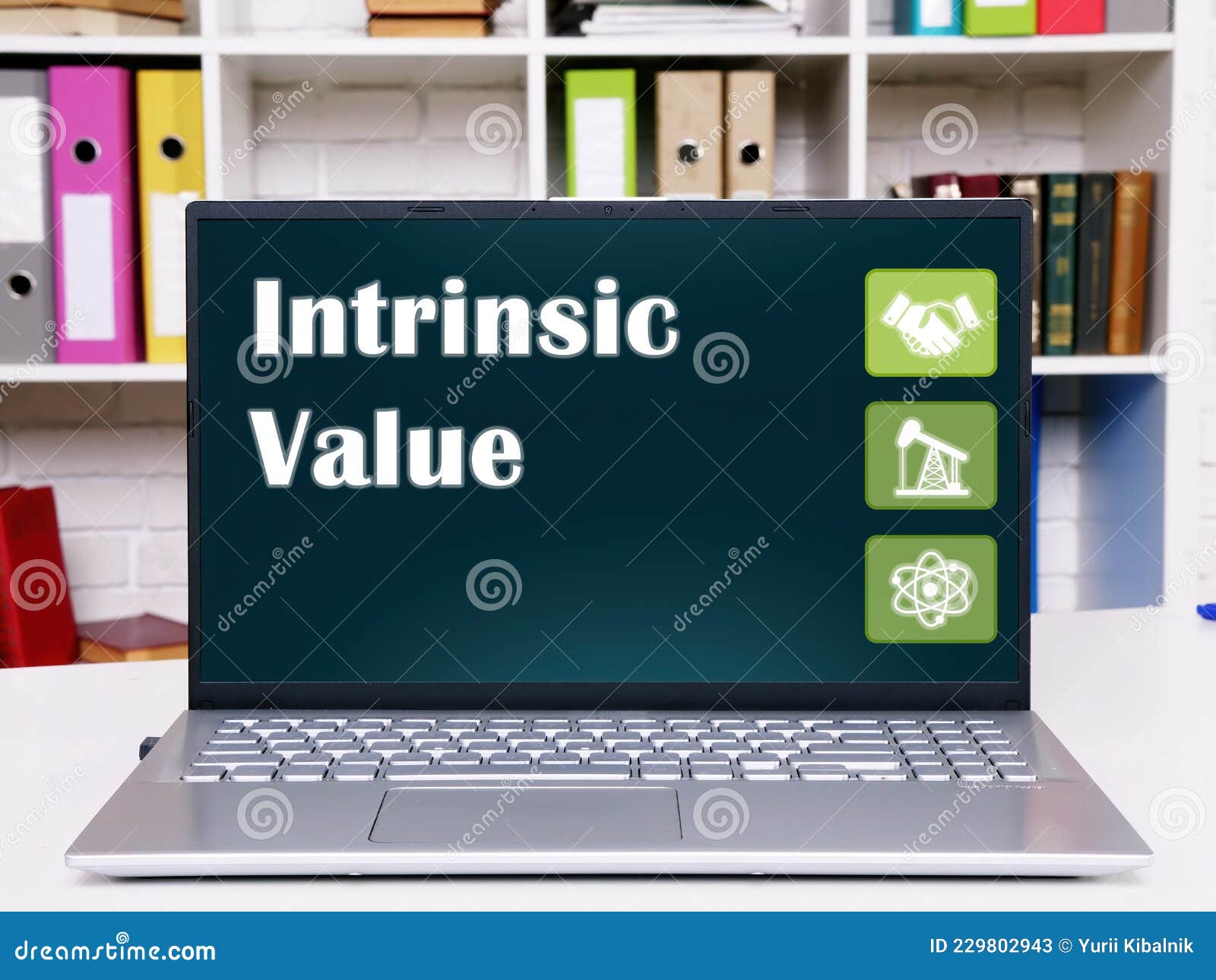 Business Concept Meaning Intrinsic Value with Sign on the Screen Stock ...