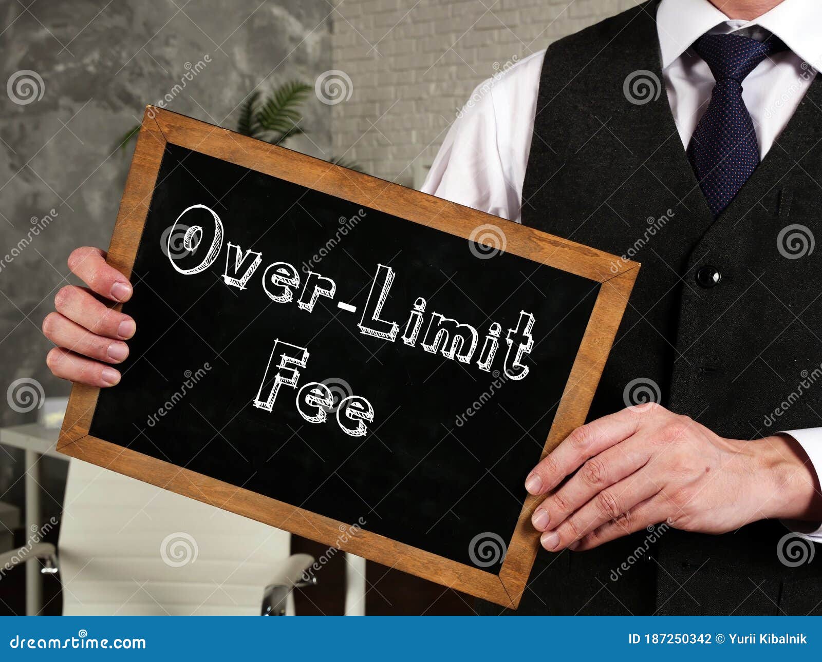 Business Concept Meaning Over-Limit Fee with Sign on the Page Stock ...