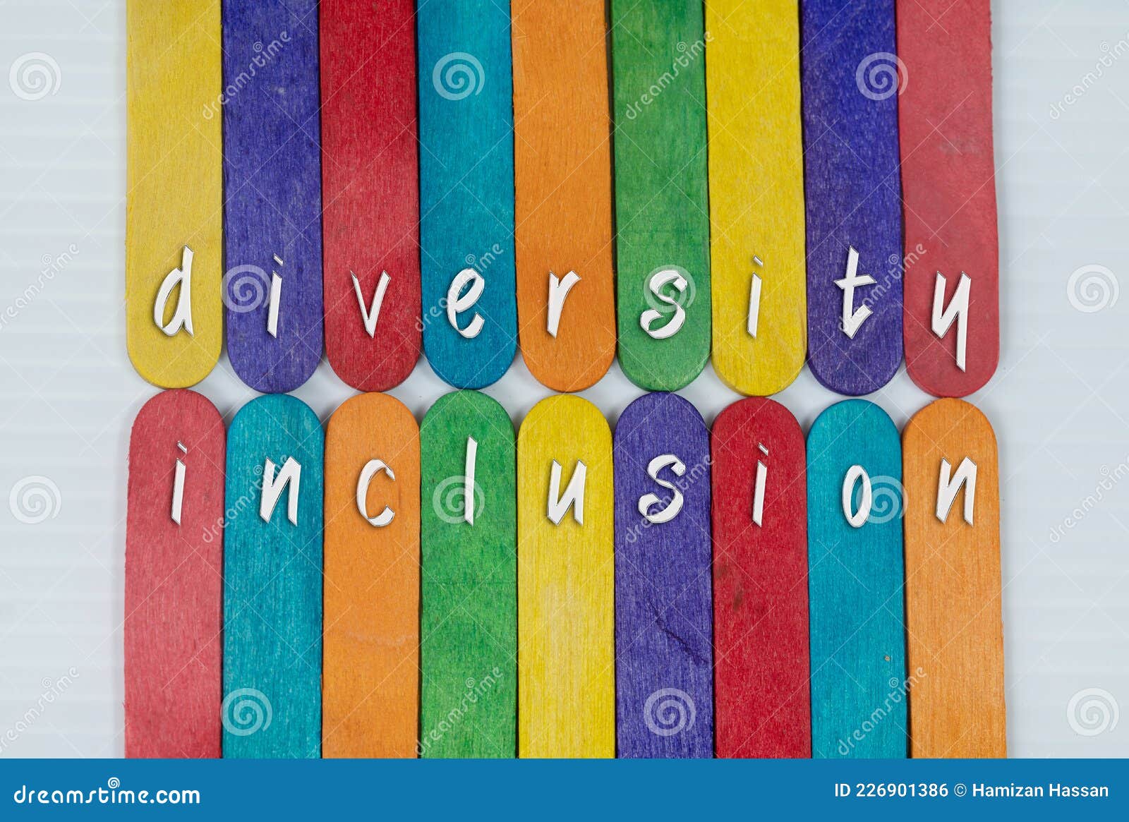 Multicoloured Stick Text Diversity and Inclusion Stock Photo - Image of ...