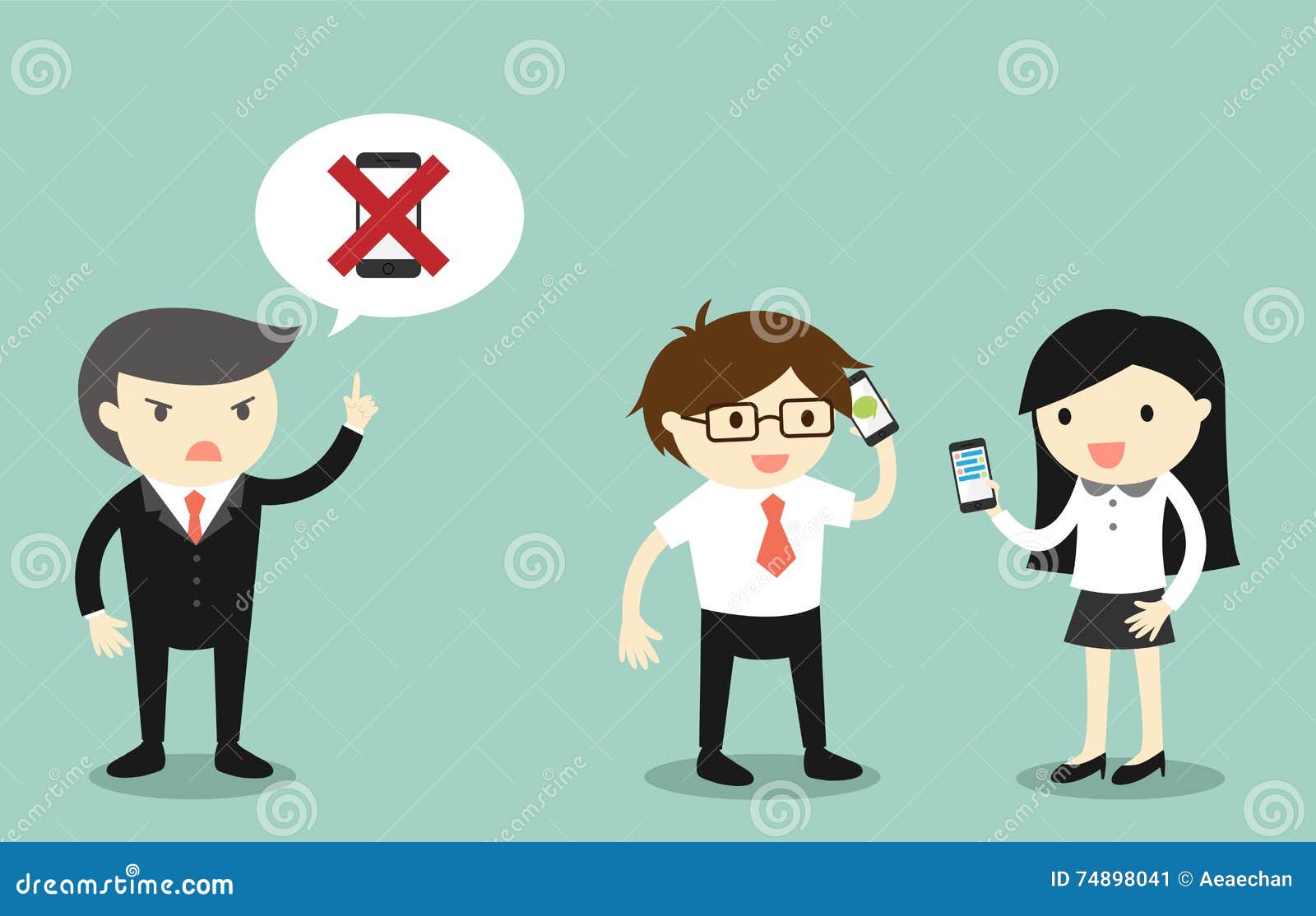 Business Concept, Not Using Smartphone while Working. Stock Vector ...