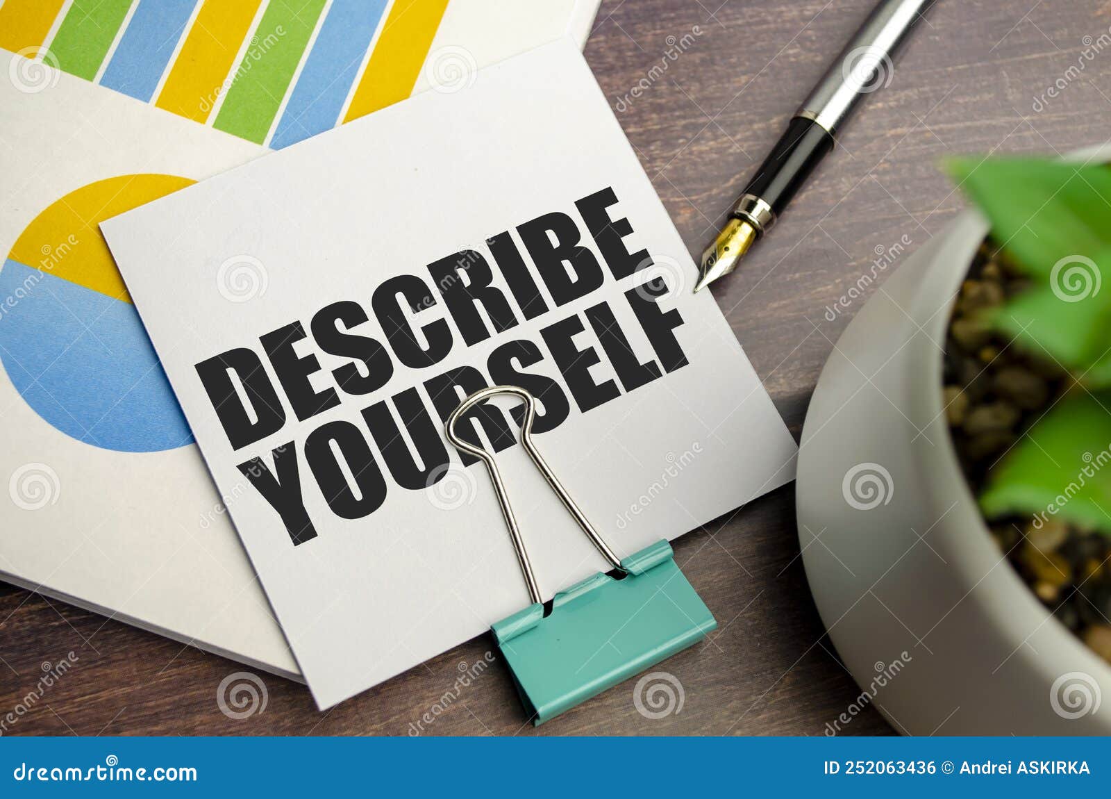 Business Concept. Notebook with Text DESCRIBE YOURSELF on Charts Stock ... Business Concept. Notebook with Text DESCRIBE YOURSELF on Charts Stock ...