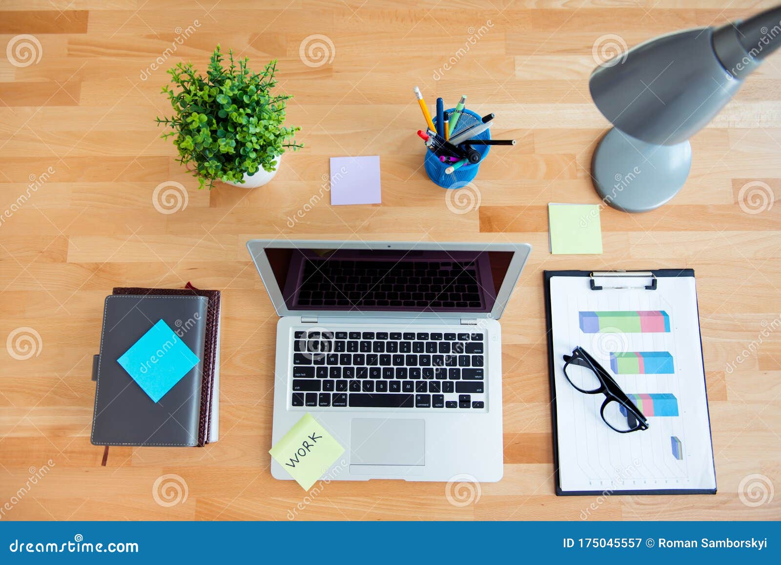 Top View On Workplace Of Photographer Or Graphic Designer ...