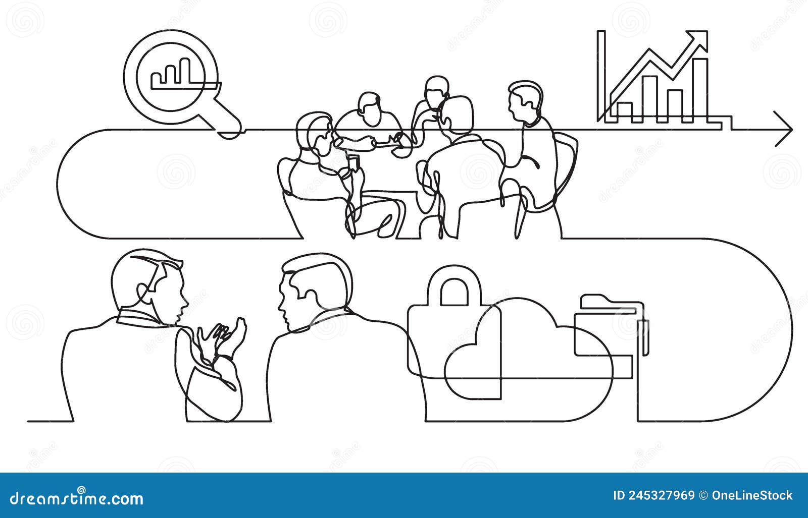 Business Concept One Line Drawing Illustration of Work Process Stock ...