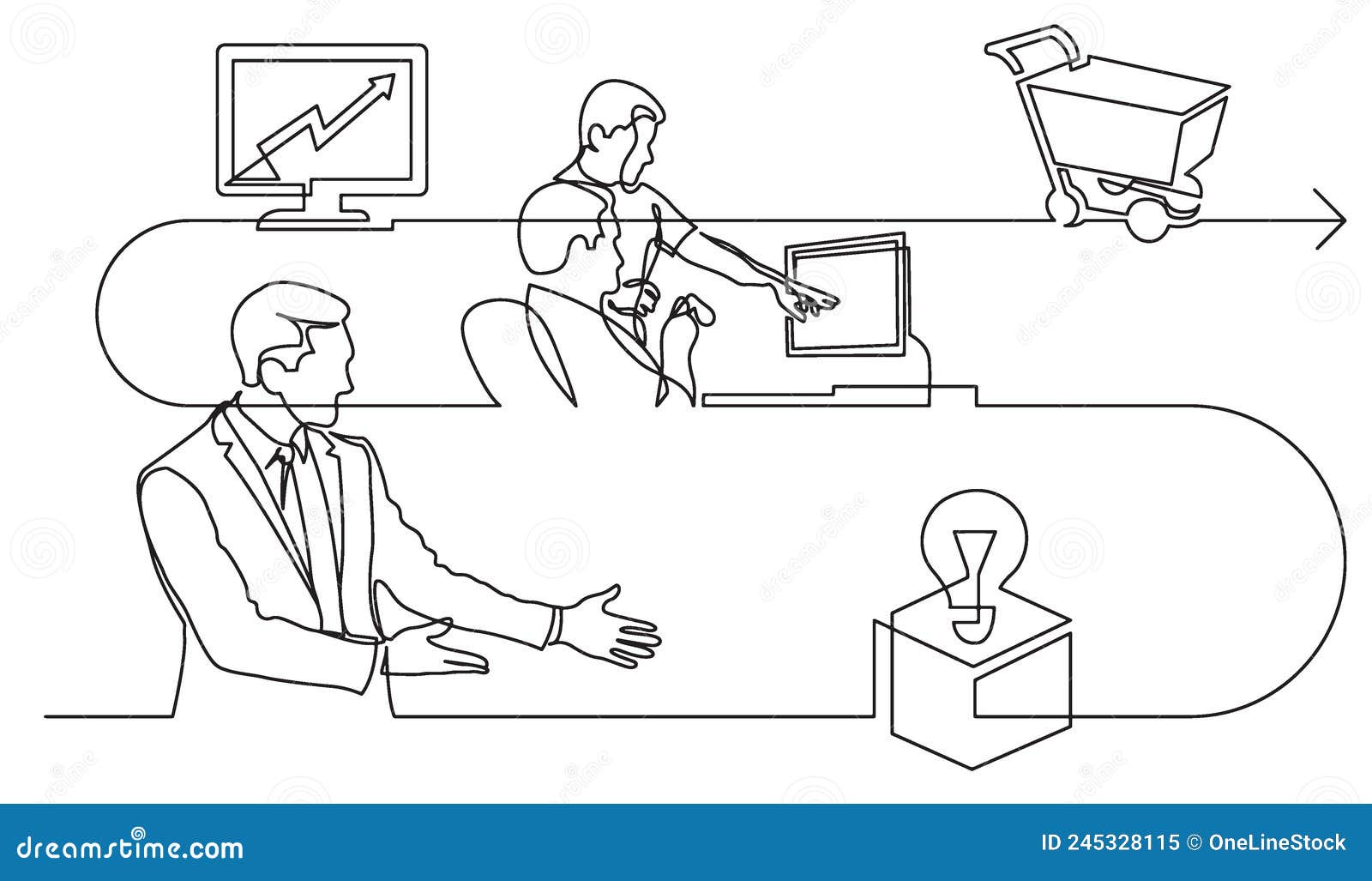 Business Concept One Line Drawing Illustration of Work Process Stock ...