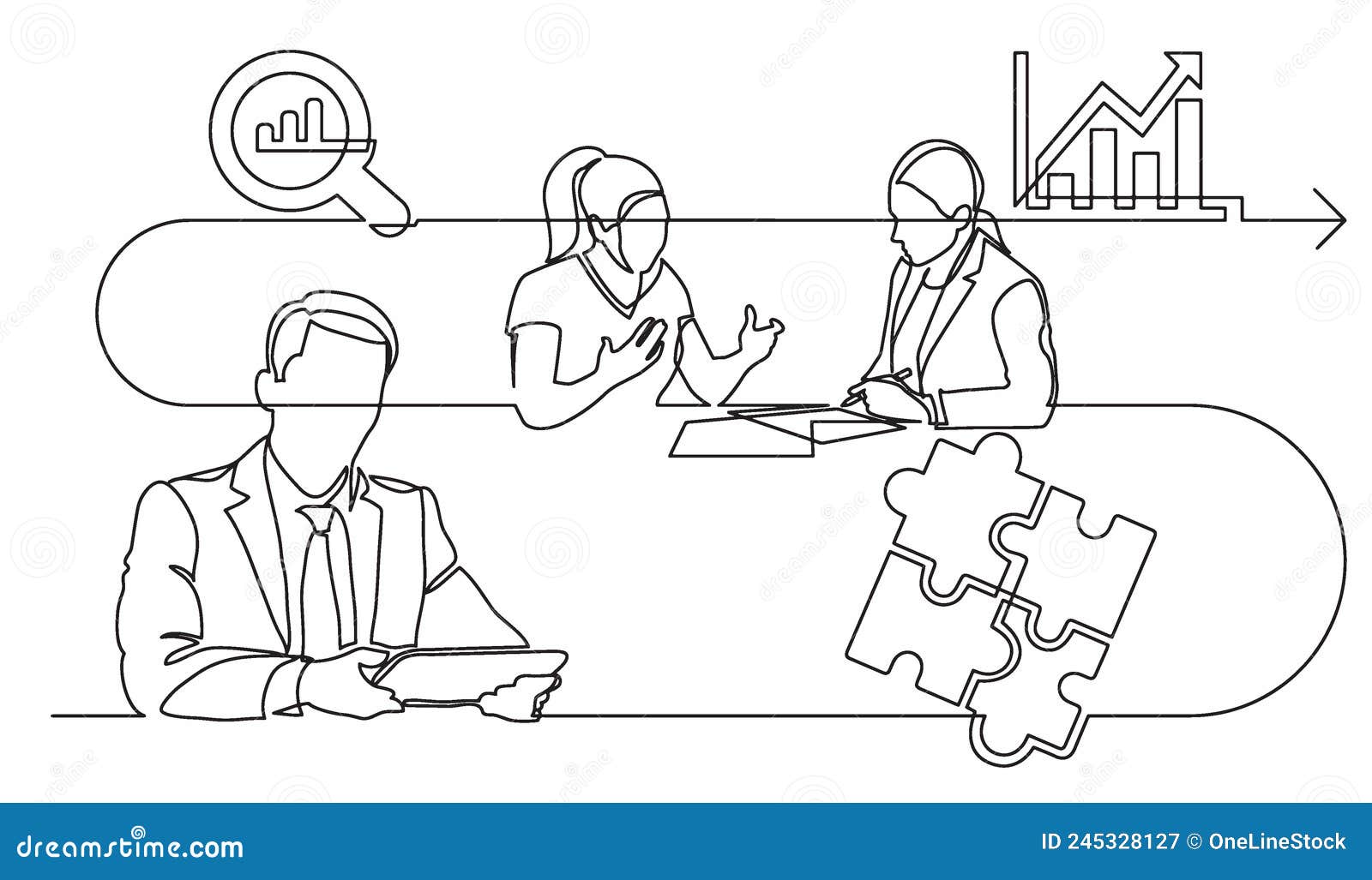 Business Concept One Line Drawing Illustration of Work Process Stock ...