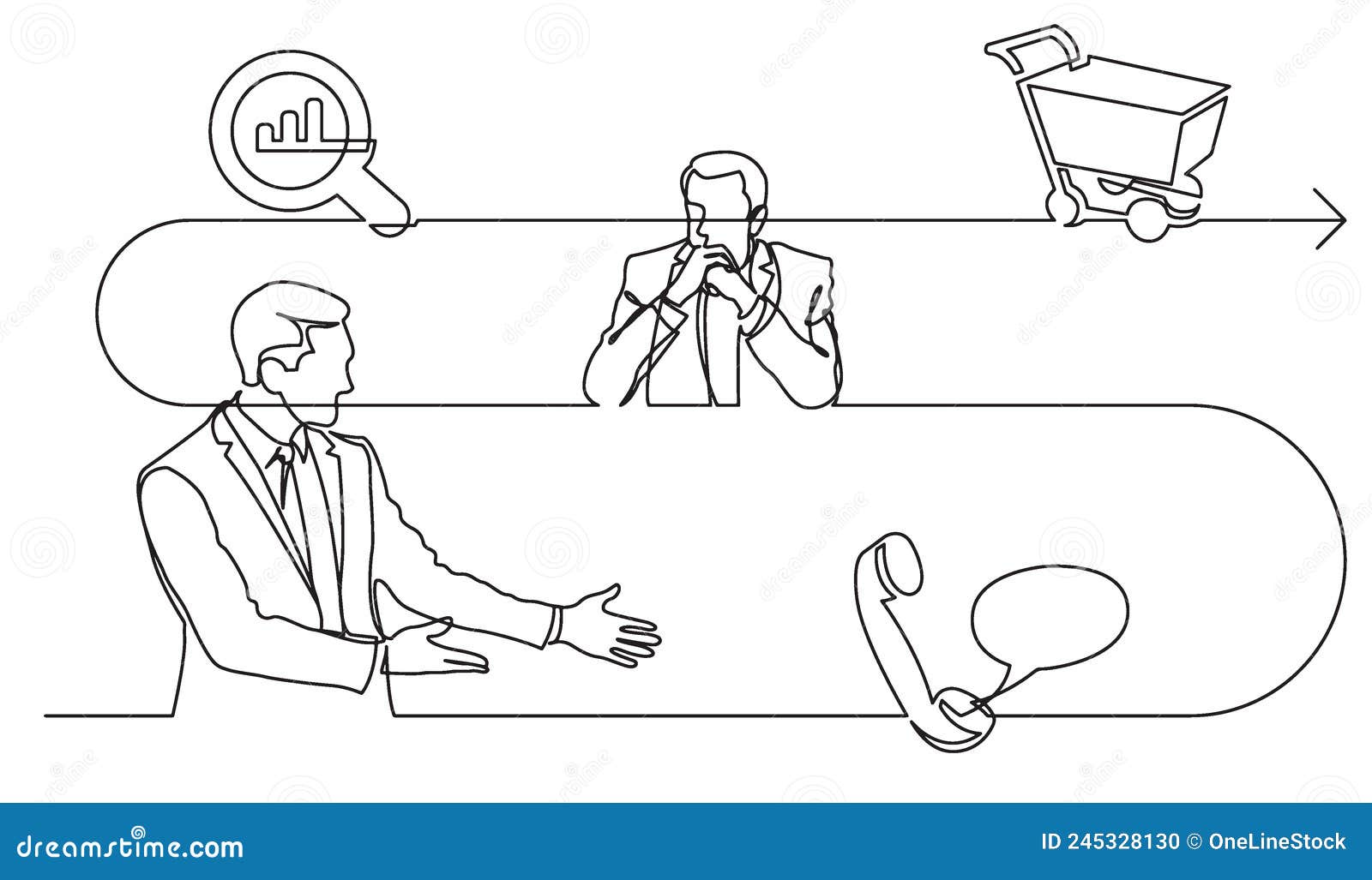 Business Concept One Line Drawing Illustration of Work Process Stock ...