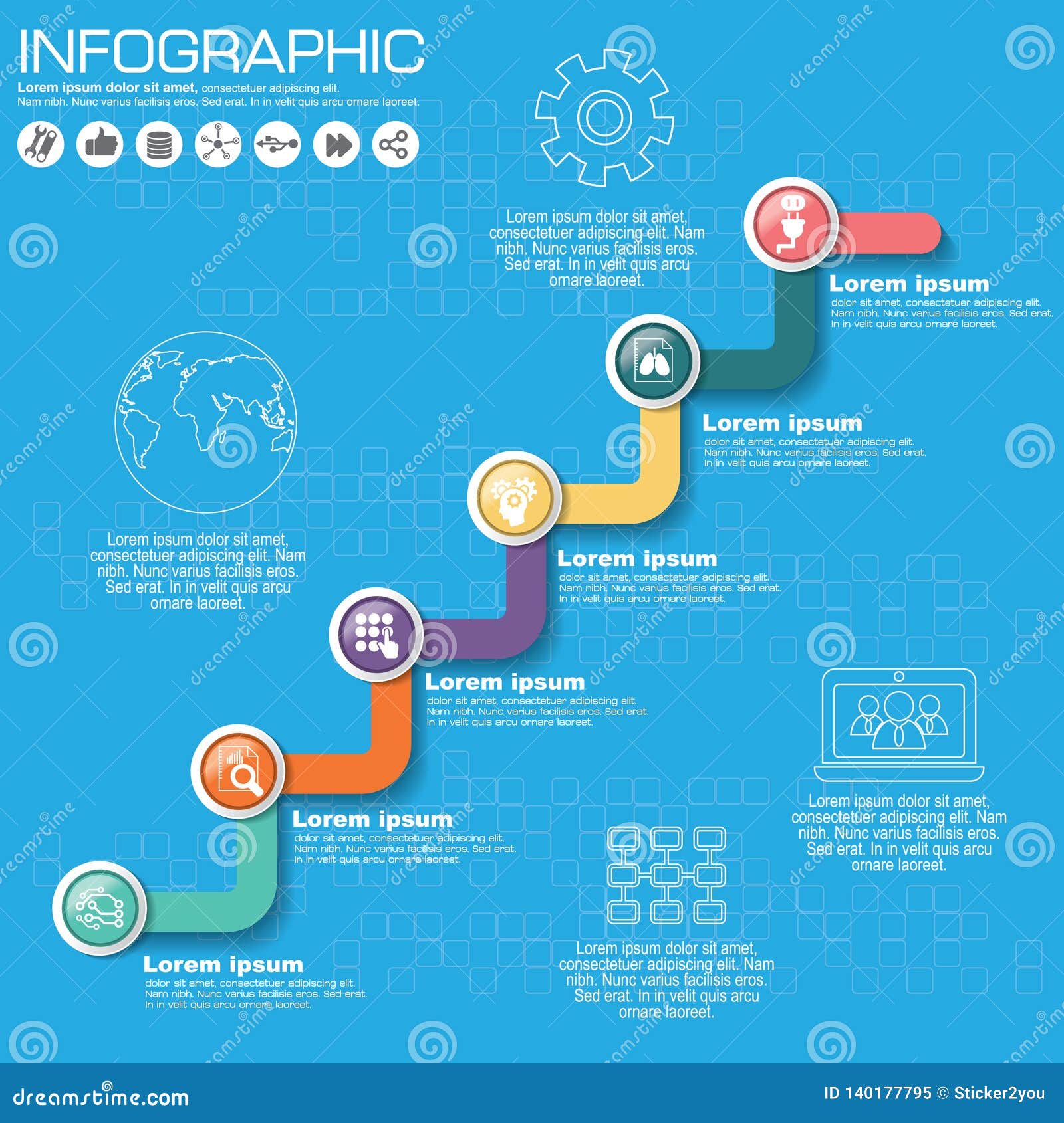 Stair Concept with 6 Options, Parts, Steps or Processes. Stock Vector ...
