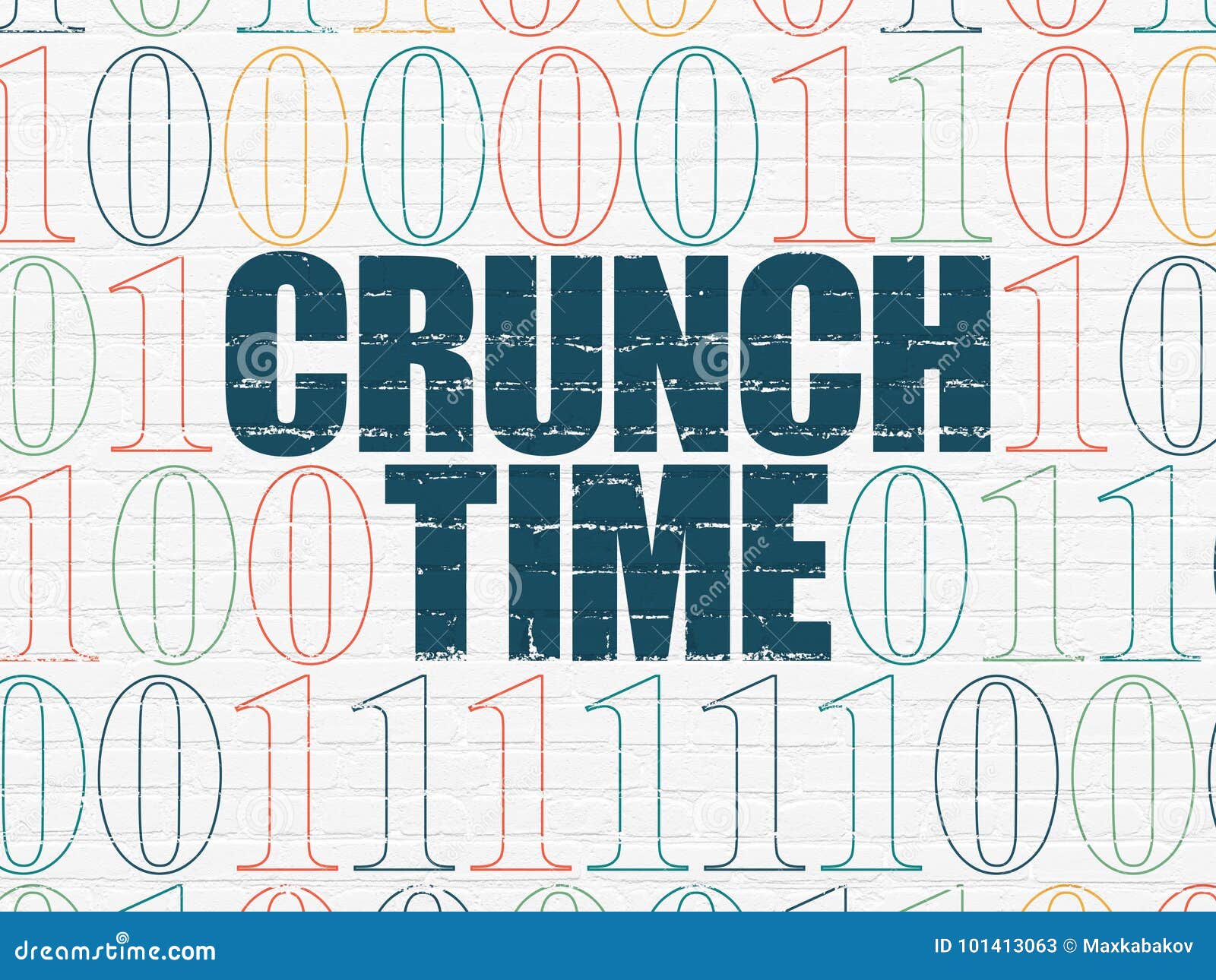 Business Concept: Crunch Time on Wall Background Stock Illustration ...