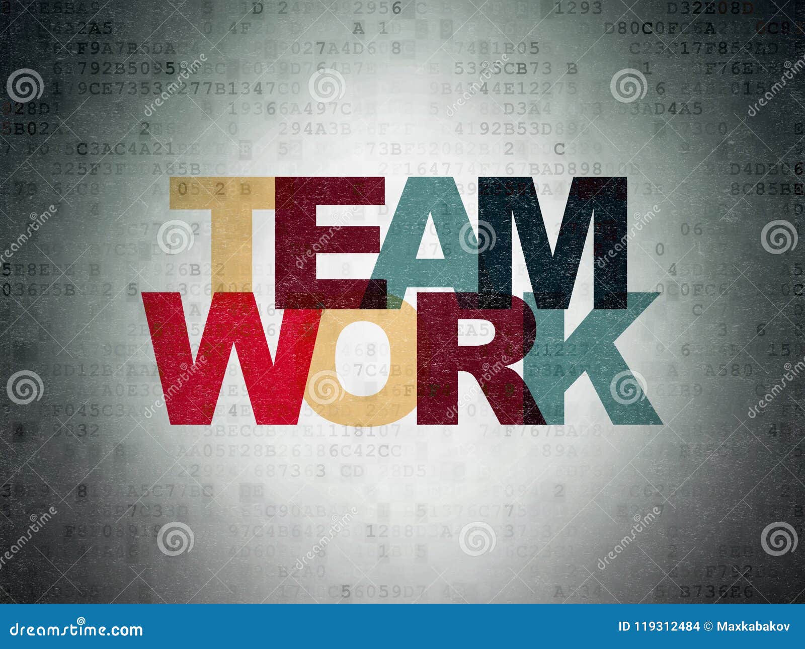 Business Concept: Teamwork on Digital Data Paper Background Stock Photo ...
