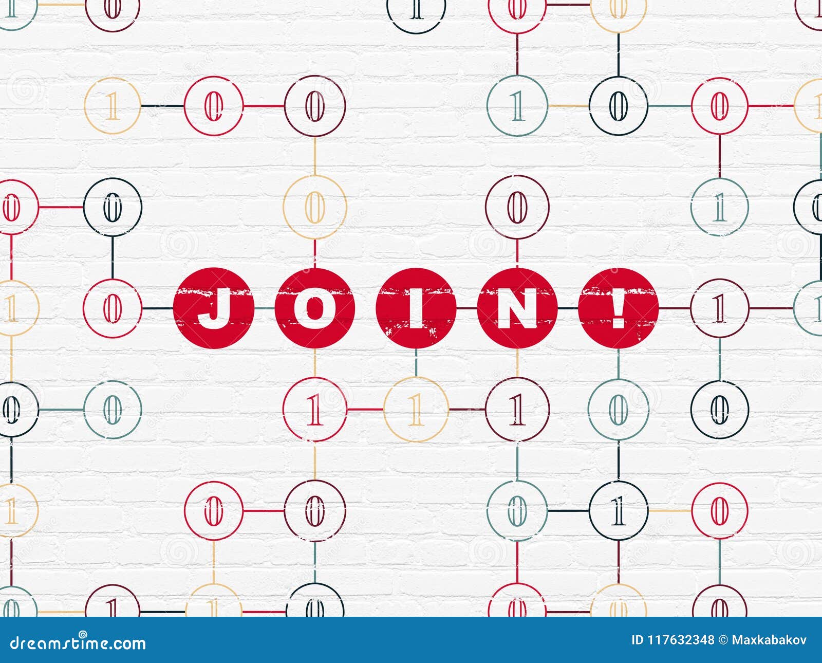 Business Concept: Join! on Wall Background Stock Illustration ...