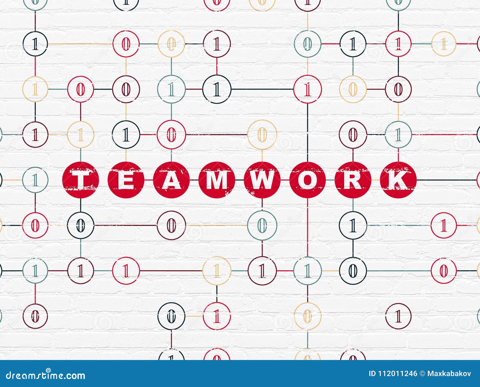 Business Concept: Teamwork on Wall Background Stock Illustration ...