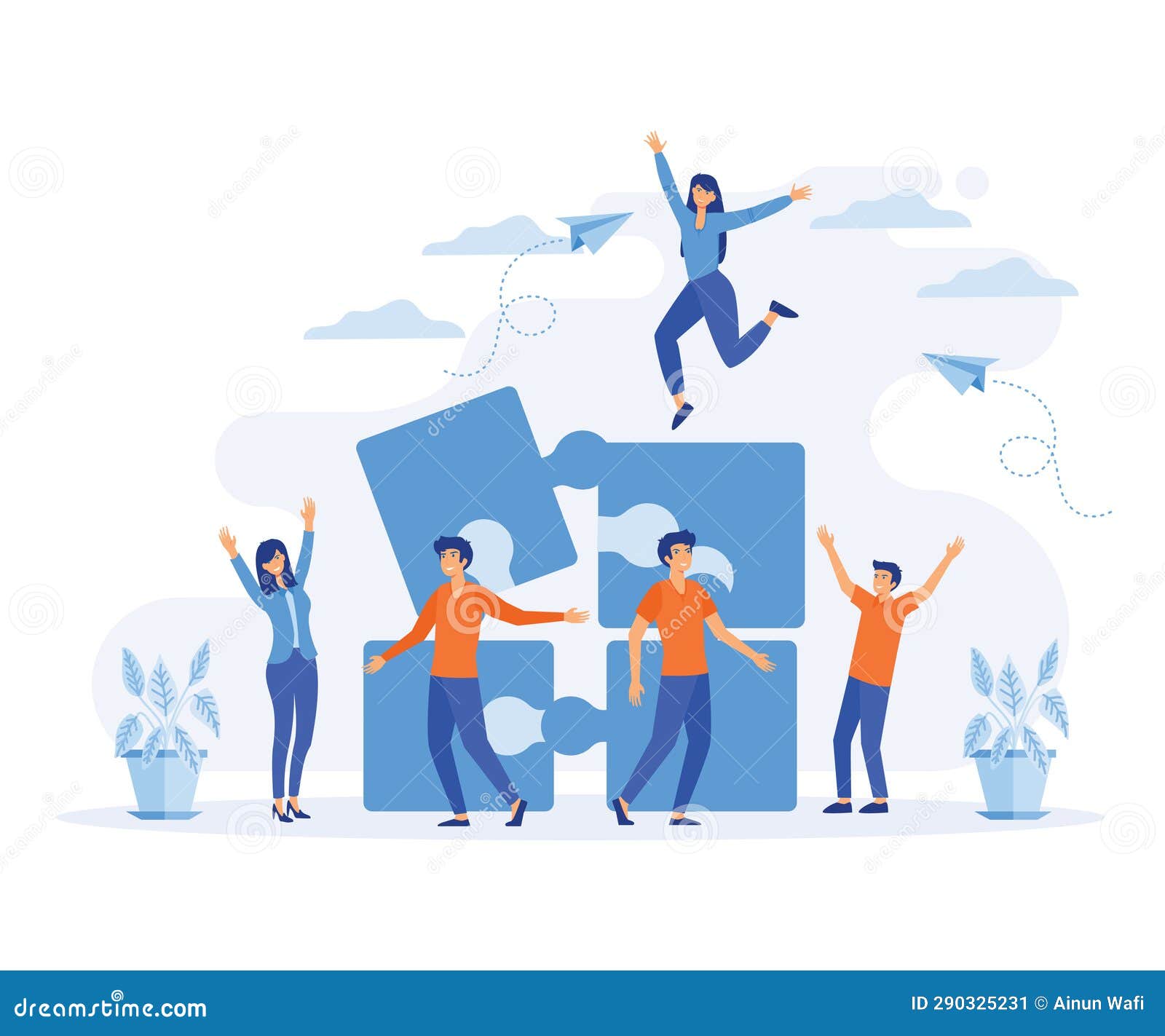 Business Concept. People Connecting Puzzle Elements, Symbol of Teamwork ...