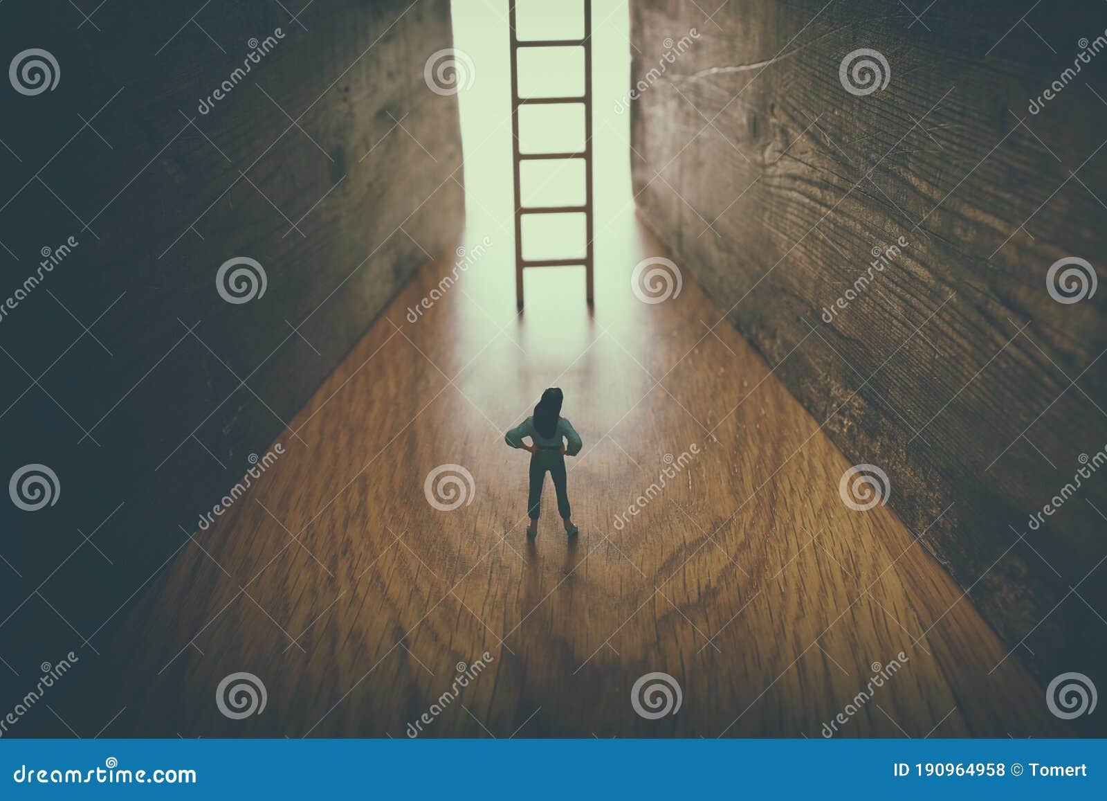 Business Concept Picture of Challenge. a Woman Stands Infront of a a ...