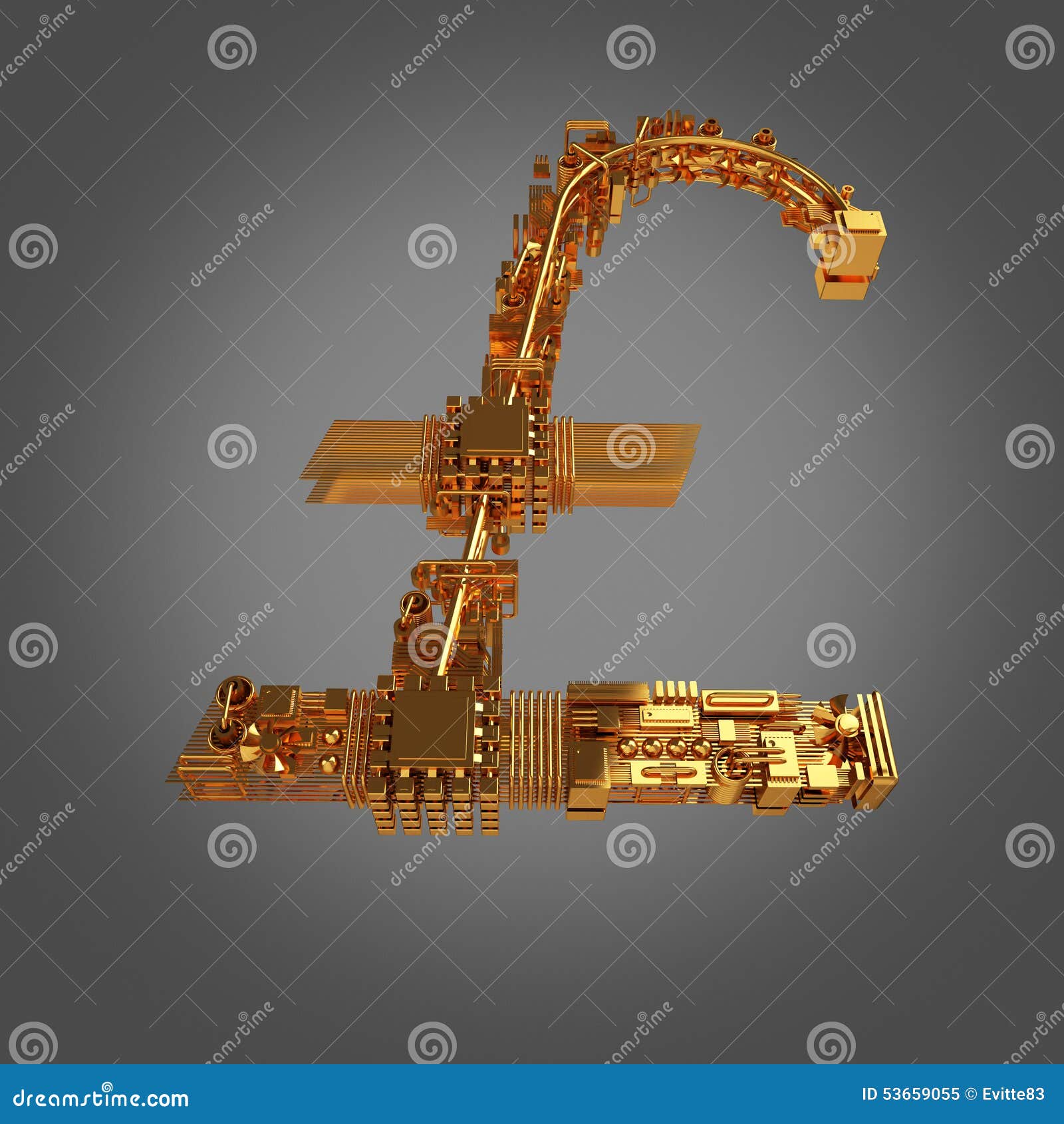Business Concept. Pound Symbol of Microchips on Grey Background Stock ...