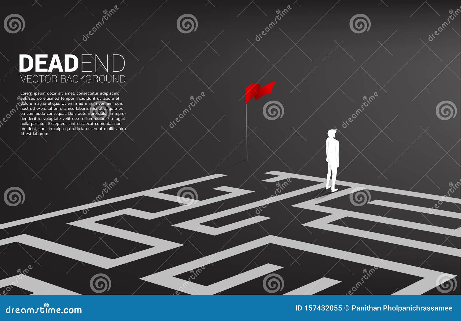 Silhouette of Businessman at Dead End of Maze. Stock Illustration ...