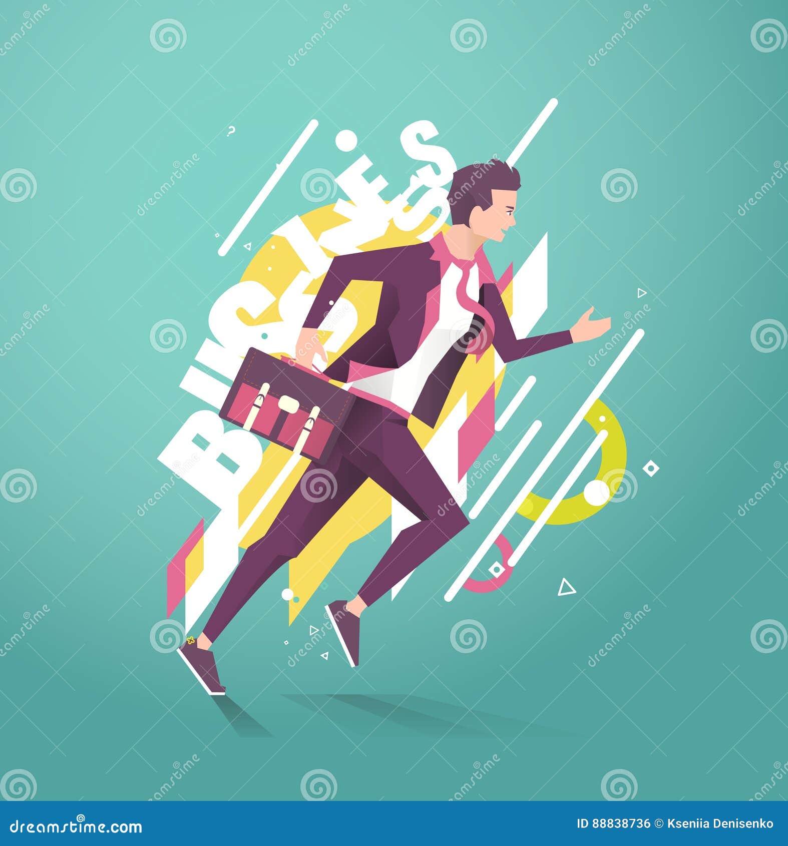 Business Concept of Running Businessman. Stock Illustration ...
