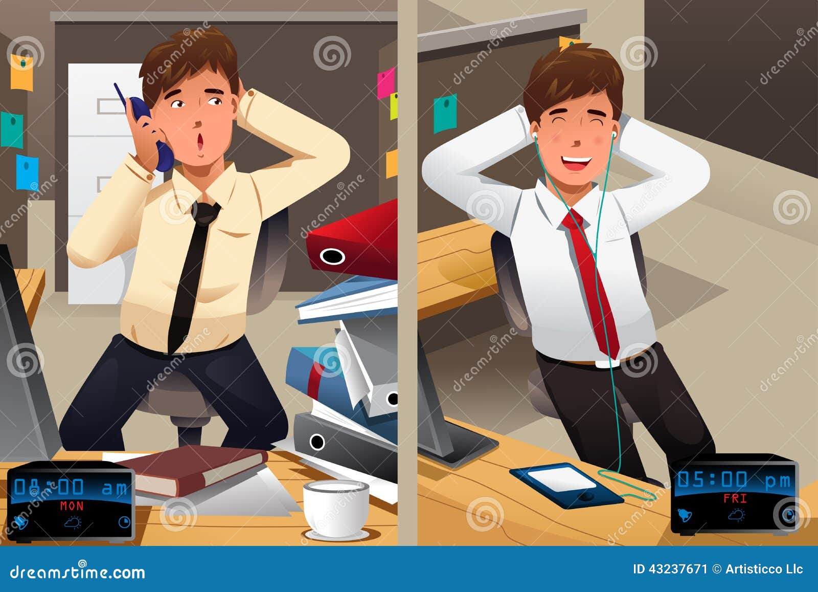 Business Concept of a Sad Monday and a Happy Friday Stock Vector ...