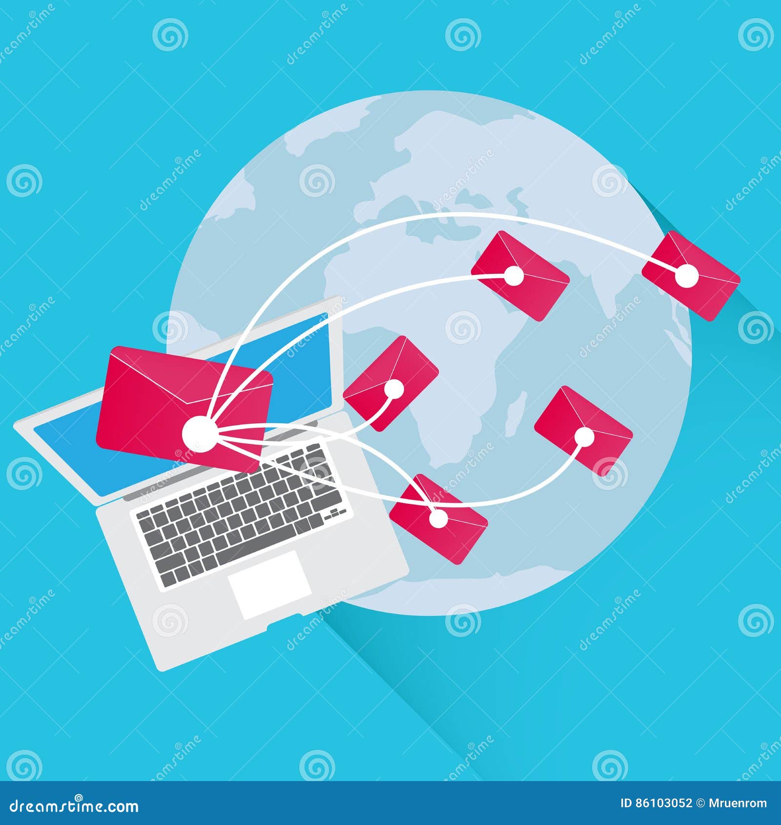 Business Concept Sending Email Marketing Around the World Stock Vector ...