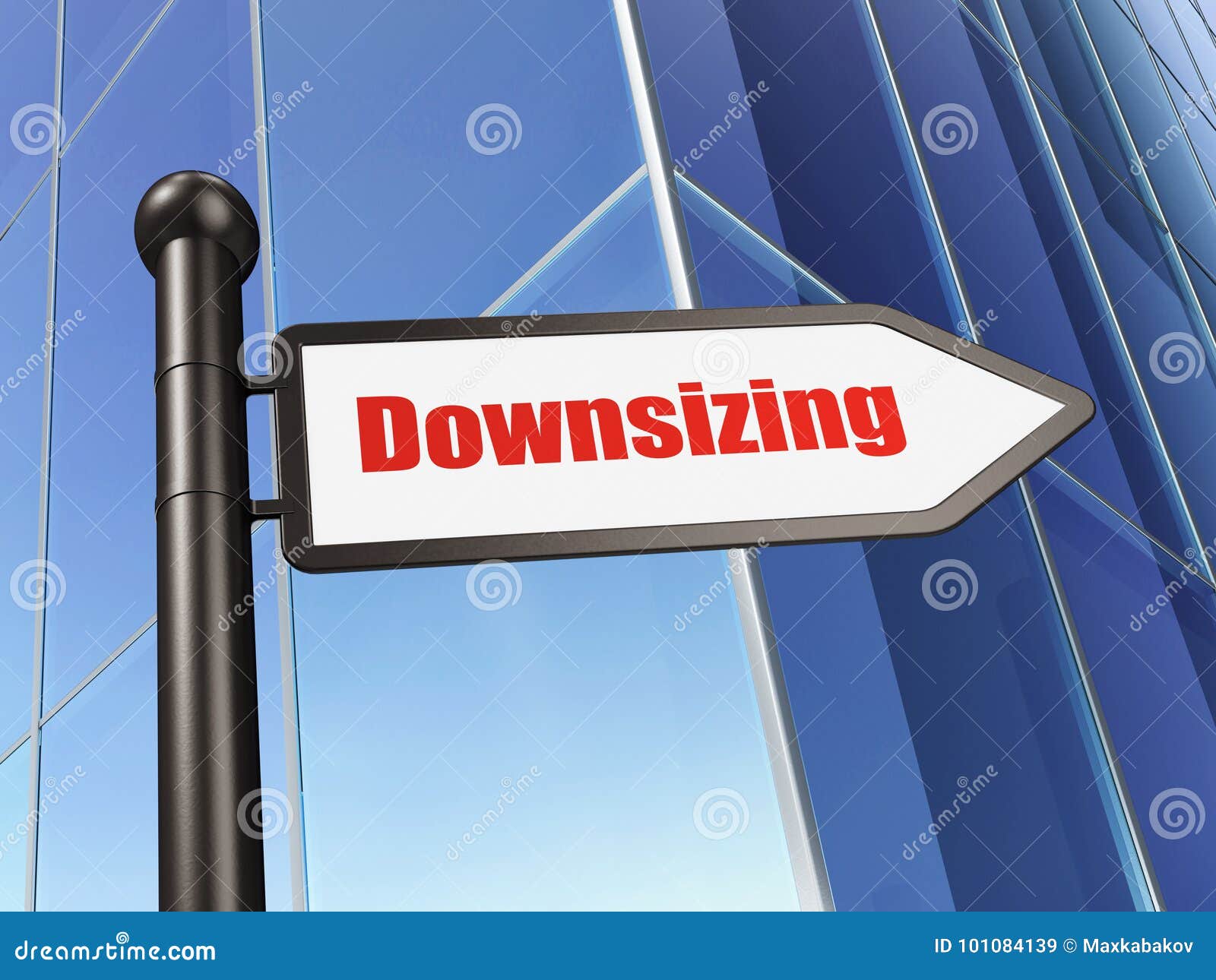 Business Concept: Sign Downsizing on Building Background Stock ...