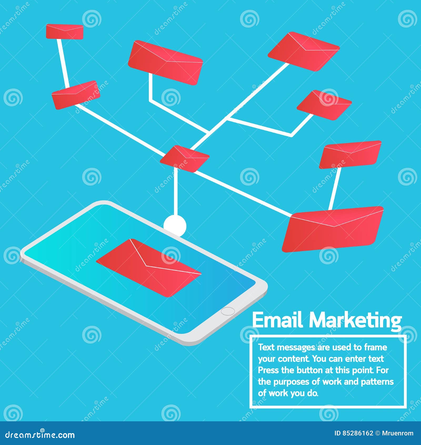 Business Concept Smartphone Sending Email Marketing Stock Vector ...