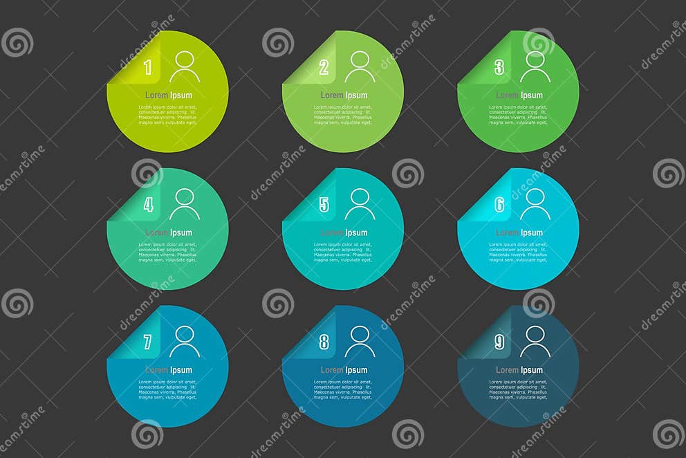 Business Concept, 9 Steps, Multicolor Circle ,design for Workflow ...