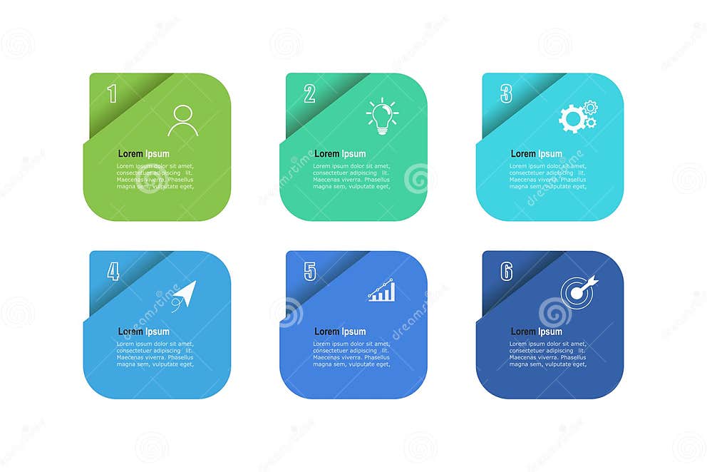 Business Concept, 6 Steps, Multicolor Rectangle ,design for Workflow ...